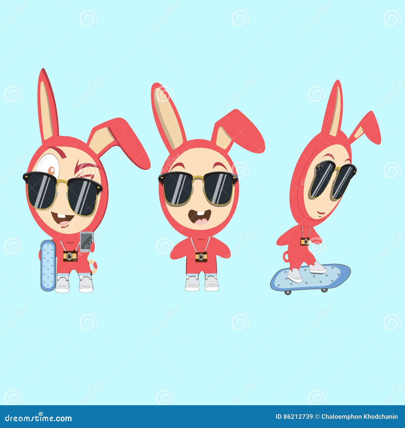 Rabbit Funny Characters stock vector. Illustration of pink - 86212739