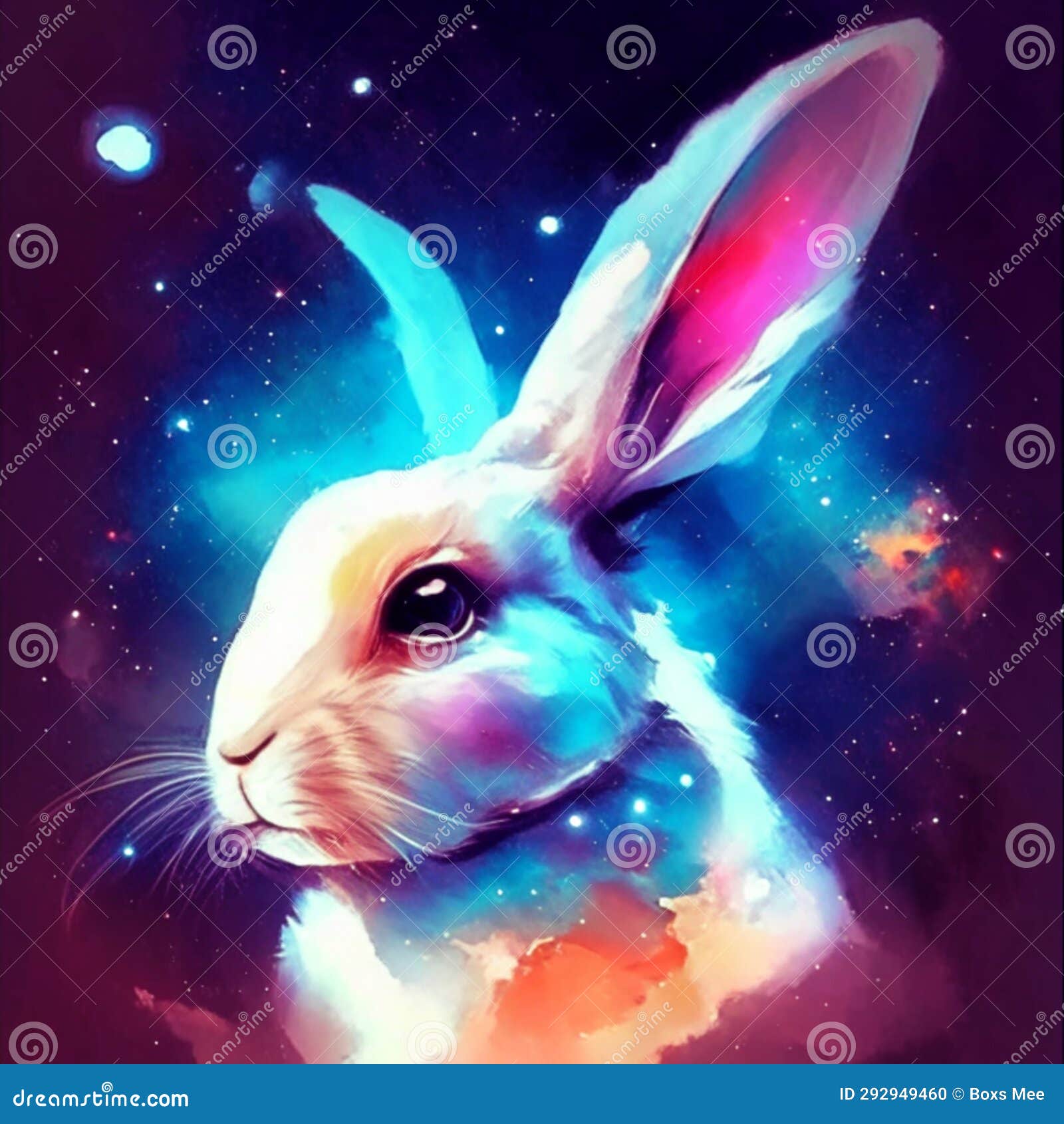 Rabbit in the Galaxy. Vector Illustration of a Cute Rabbit Stock ...