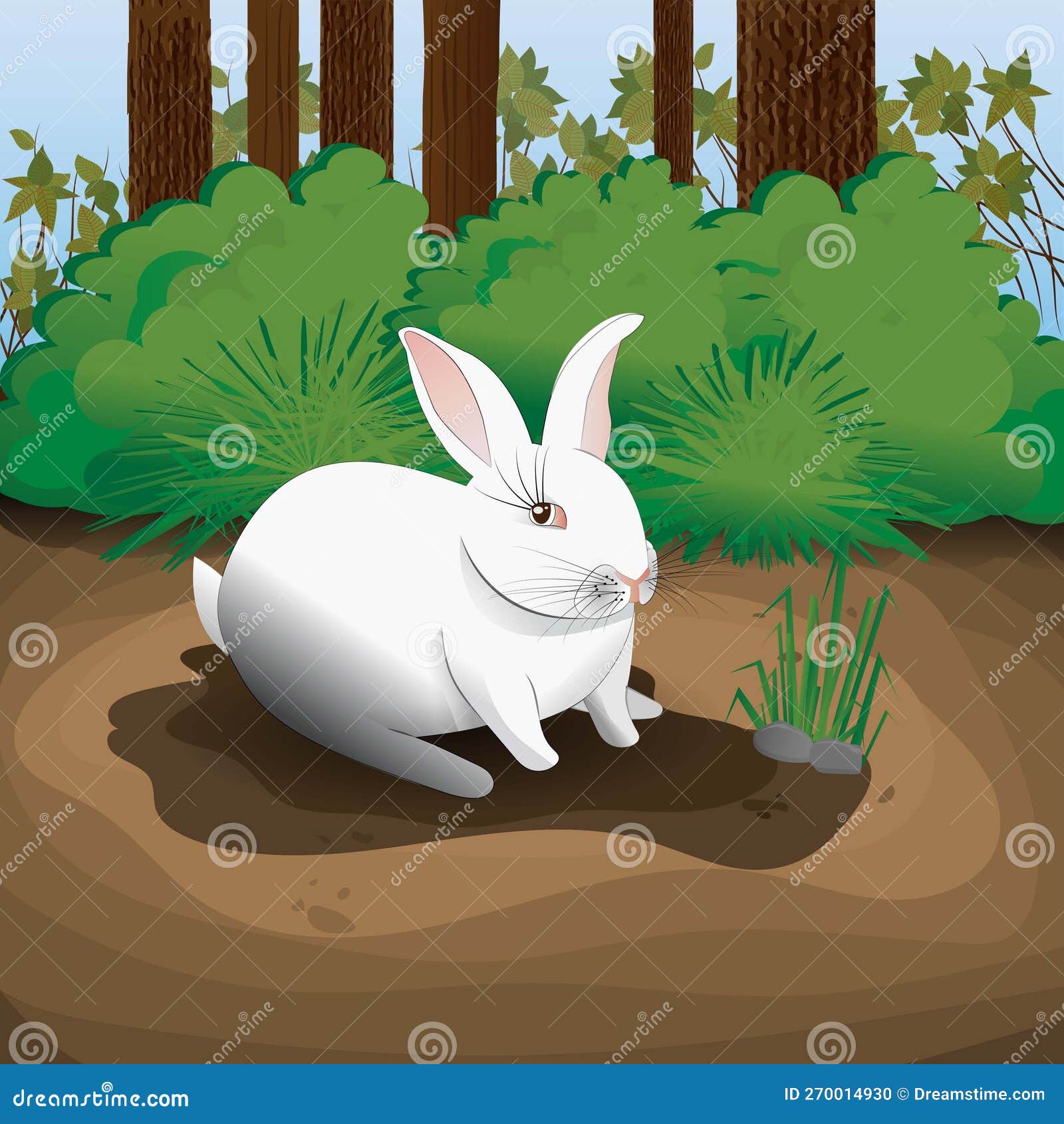 Rabbit in the Garden Vector Illustration Stock Vector - Illustration of ...