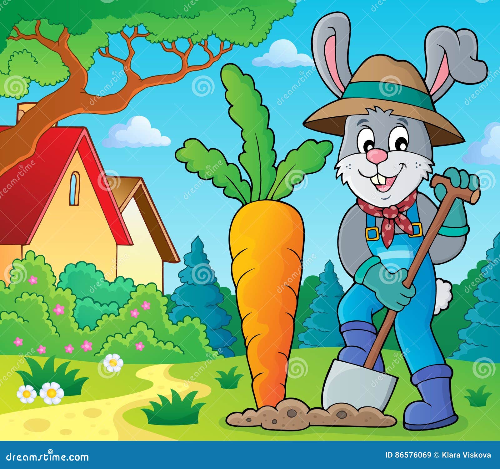 Rabbit Gardener Theme Image 2 Stock Vector - Illustration of hobby ...