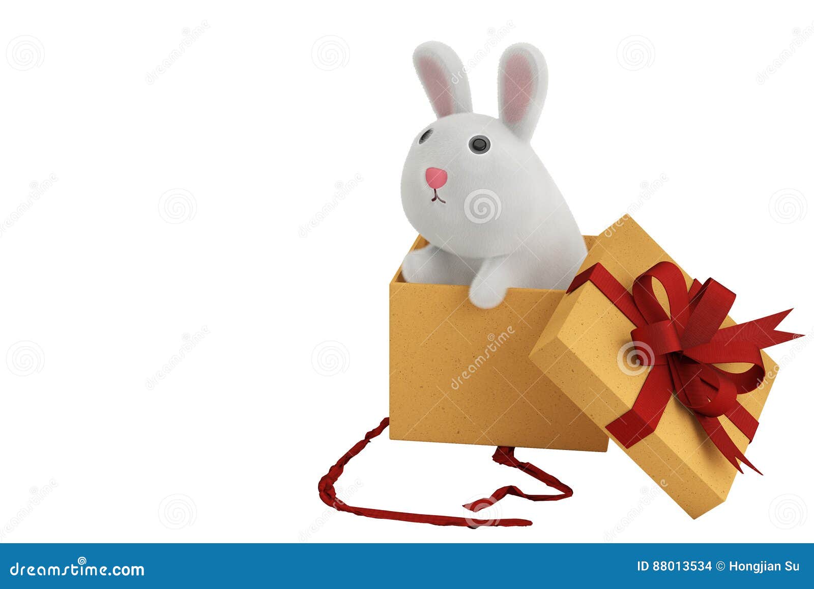 A Rabbit in a Gift Box,3D Illustration. Stock Illustration ...