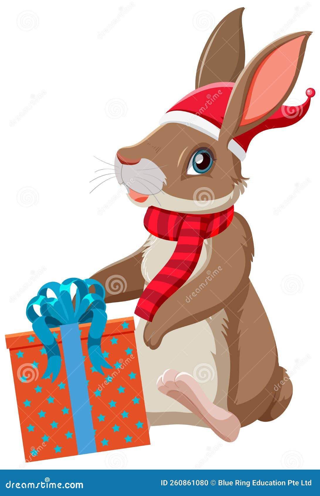 A rabbit with gift box stock vector. Illustration of isolated - 260861080