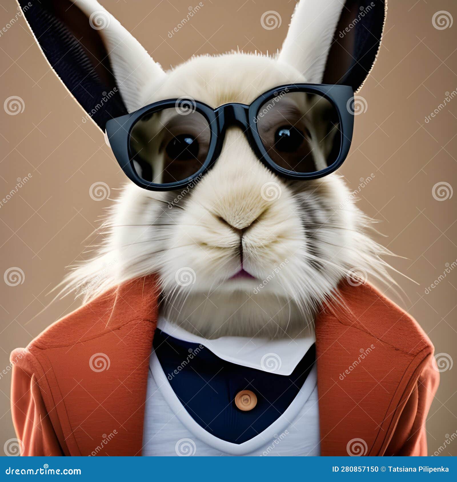 Rabbit with glasses stock illustration. Illustration of sign - 280857150