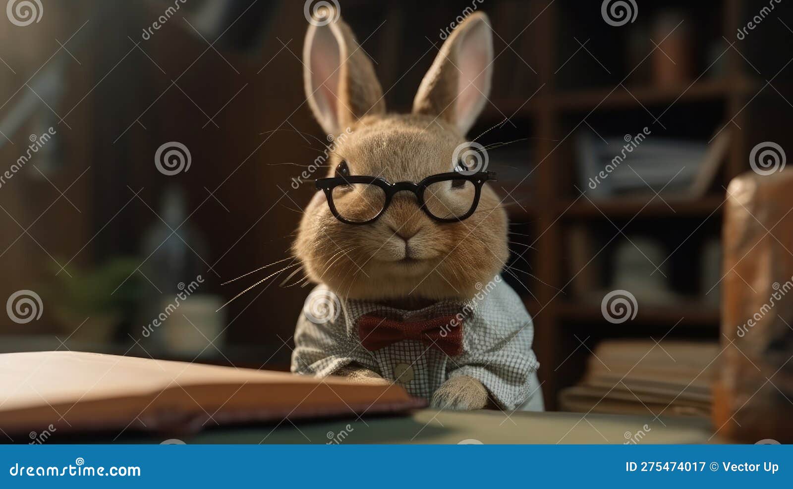 Rabbit in Glasses Office Worker at Workplace. Generative AI Stock ...