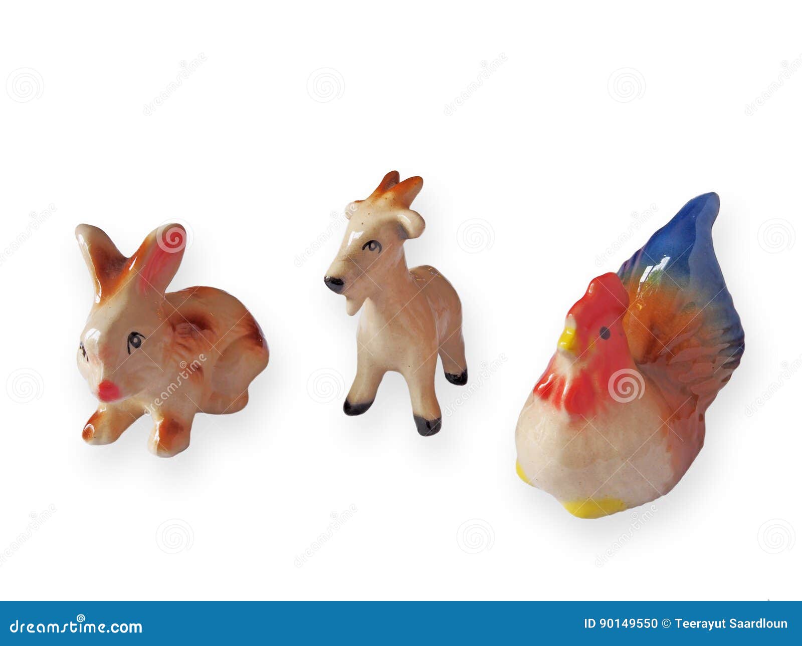 This is Rabbit, Goat and Chicken Ceramic on Isolated Stock Photo ...