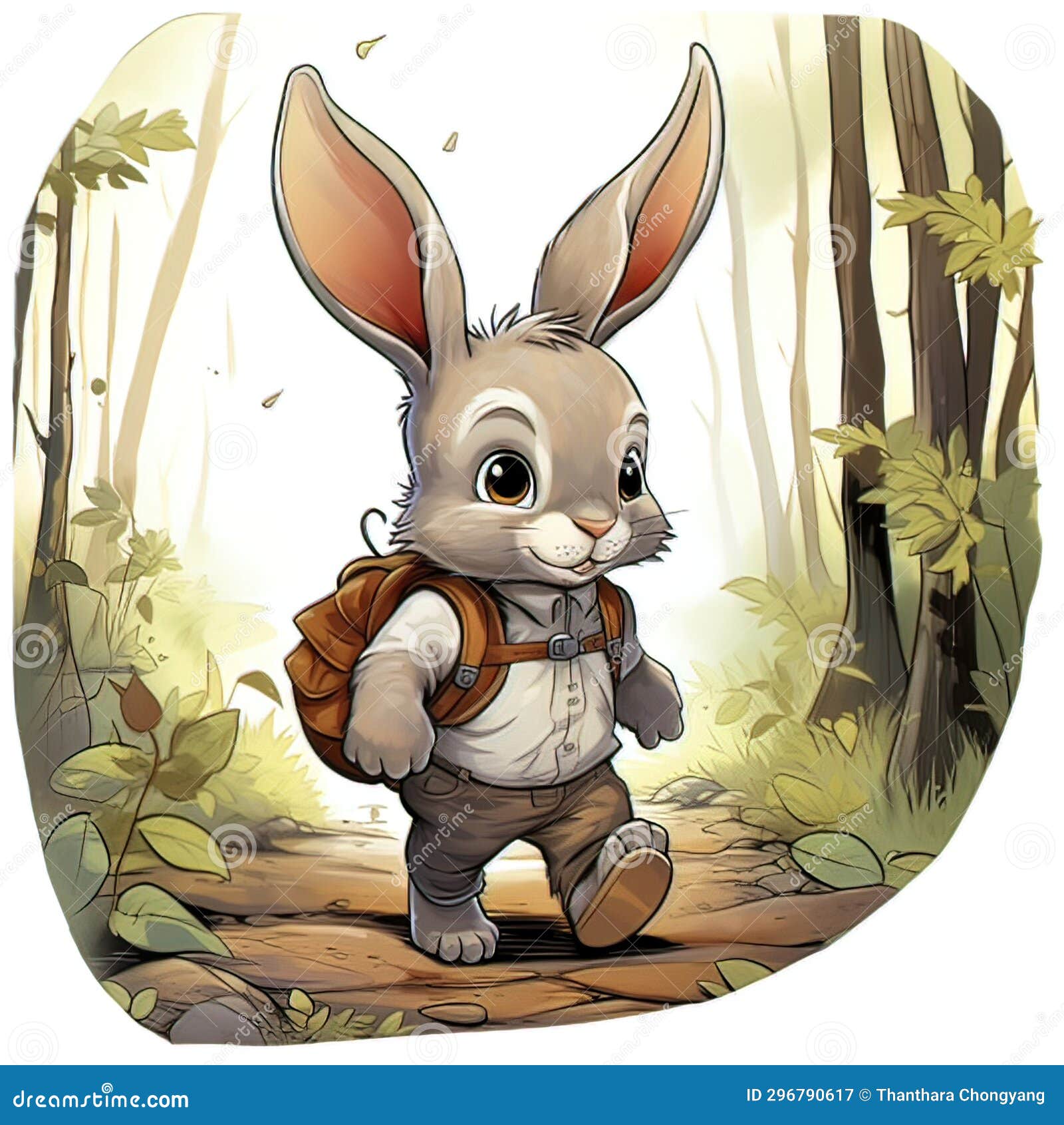 The Rabbit is Going Hiking on a White Background Stock Illustration ...