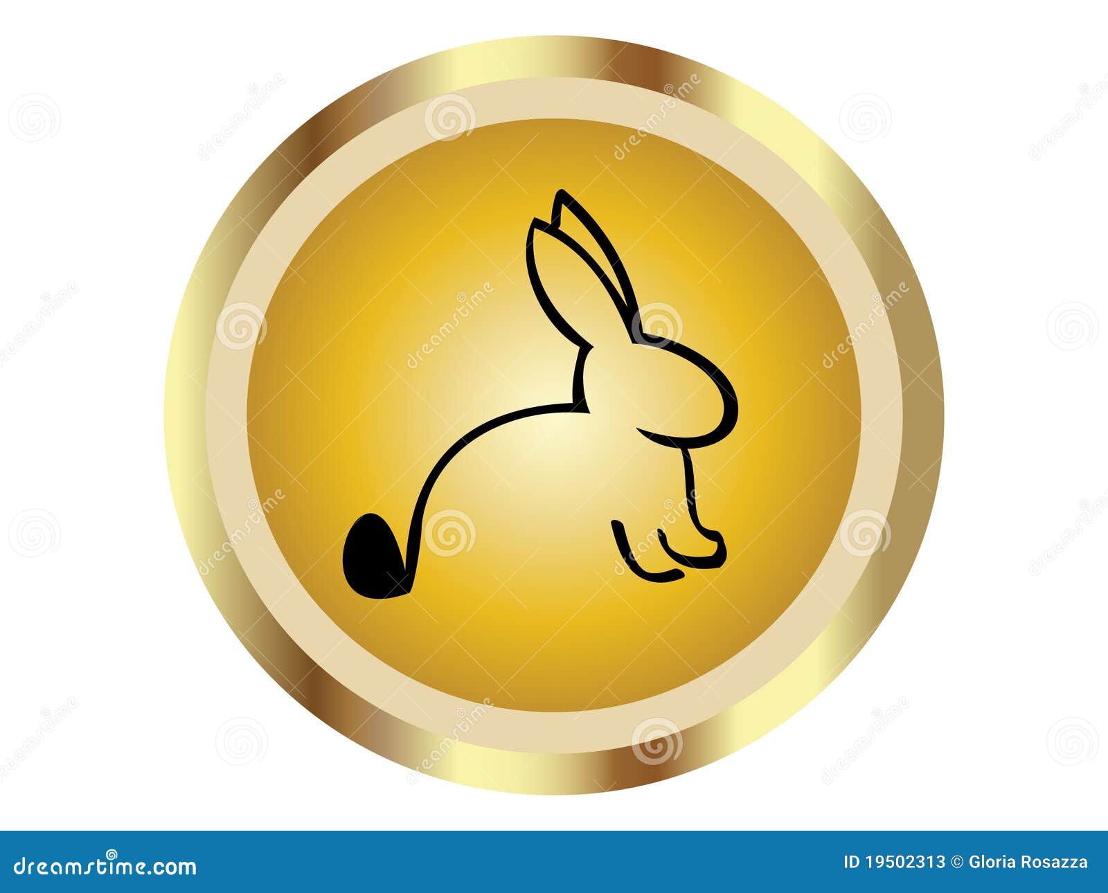 Rabbit in gold icon stock vector. Illustration of child - 19502313