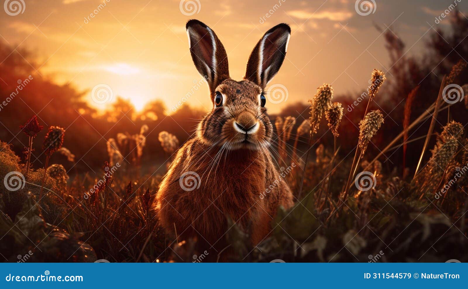 Rabbit in the Grass Rabbit in the Sunset Hare in the Sunset Stock ...