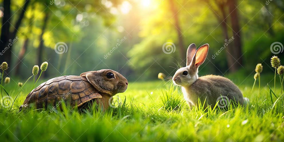 Rabbit in the Grass and Turtle in the Forest Rabbit and the Turtle AI ...