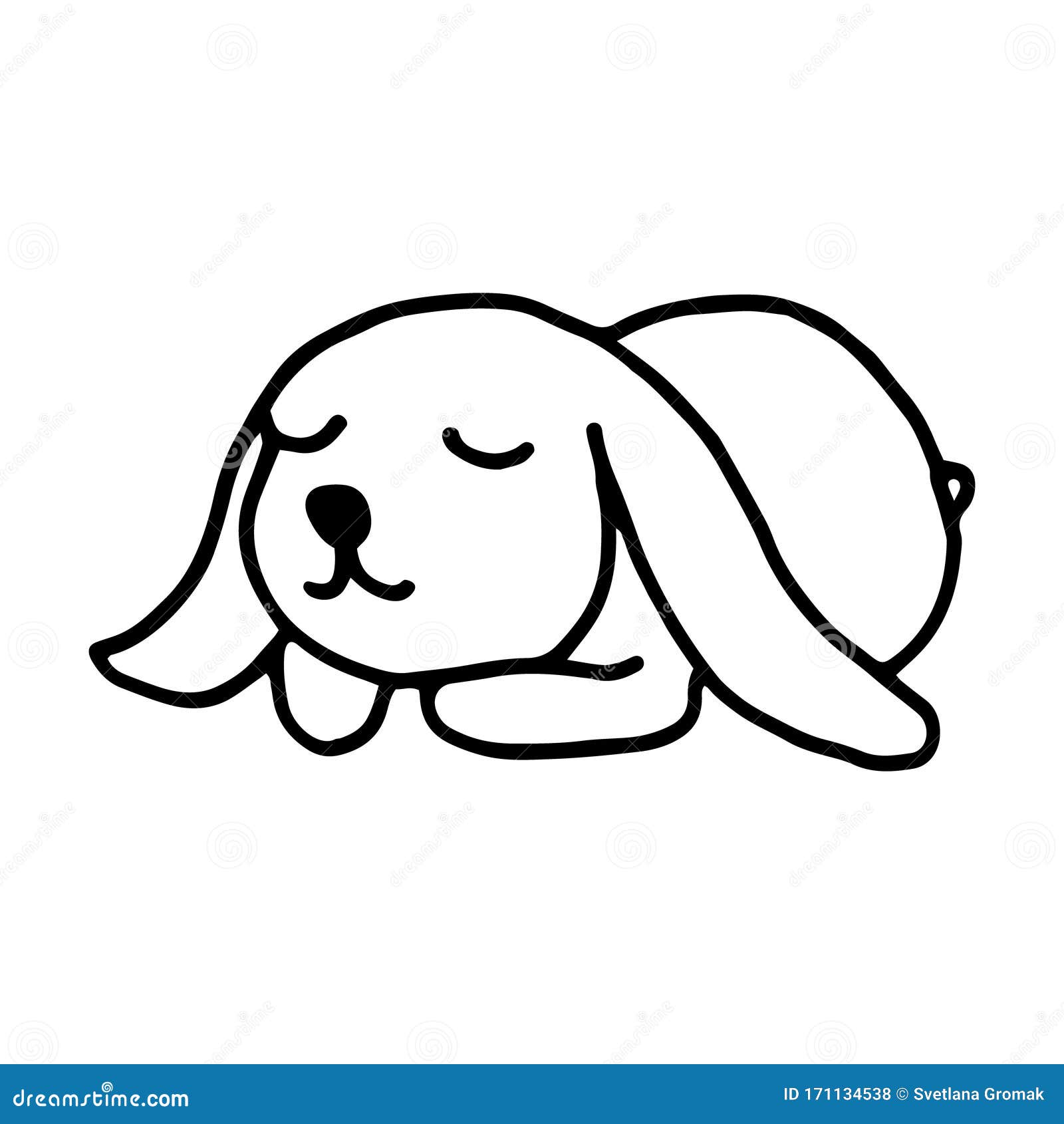 Rabbit Hand-drawn Contour Line Drawing. Black and White Image.Easter ... Rabbit Hand-drawn Contour Line Drawing. Black and White Image.Easter ...