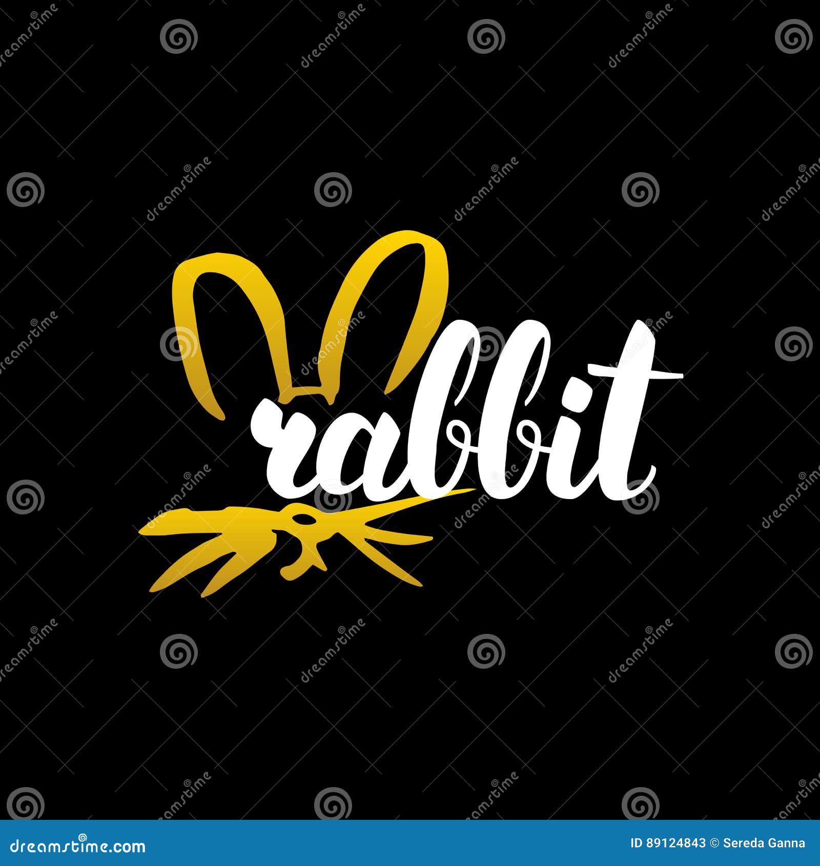 Rabbit Handwritten Calligraphy Stock Vector - Illustration of ...