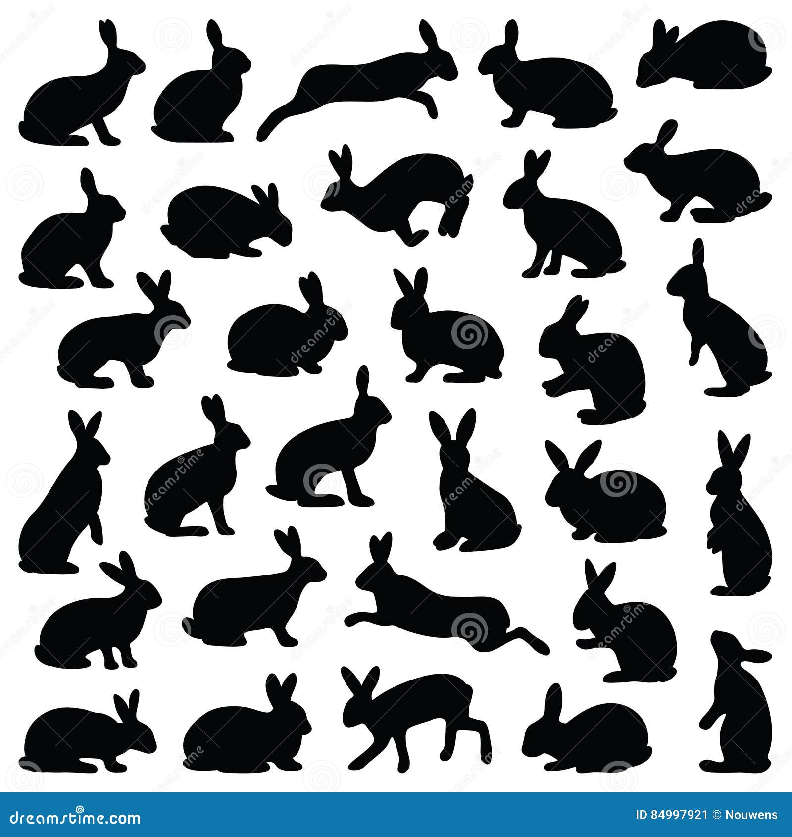 Rabbit Silhouette On The Moon Isolated On Transparent Background Vector ...