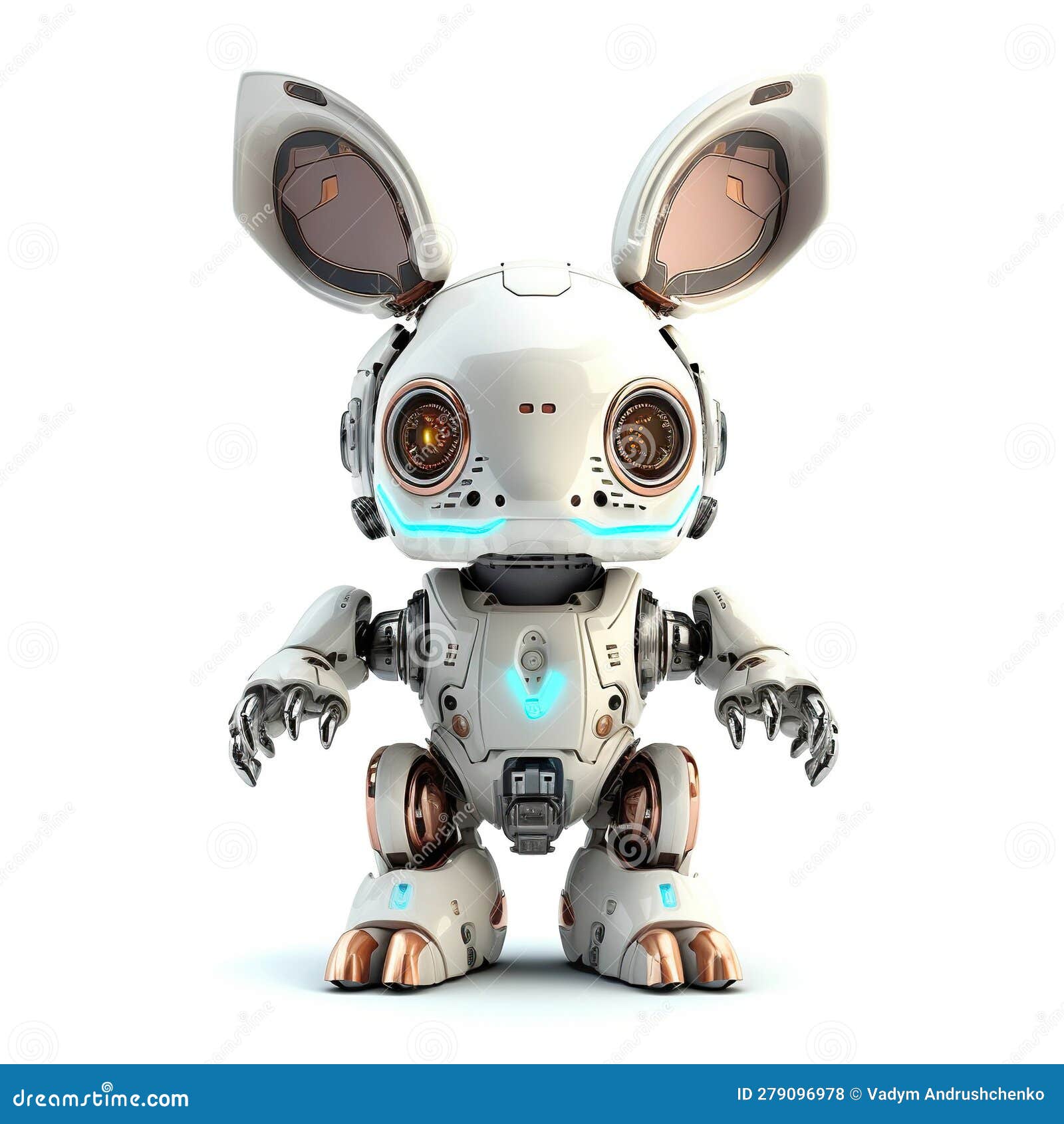 Rabbit or Hare Robot, Robotic Animal Isolated Over White Background ...