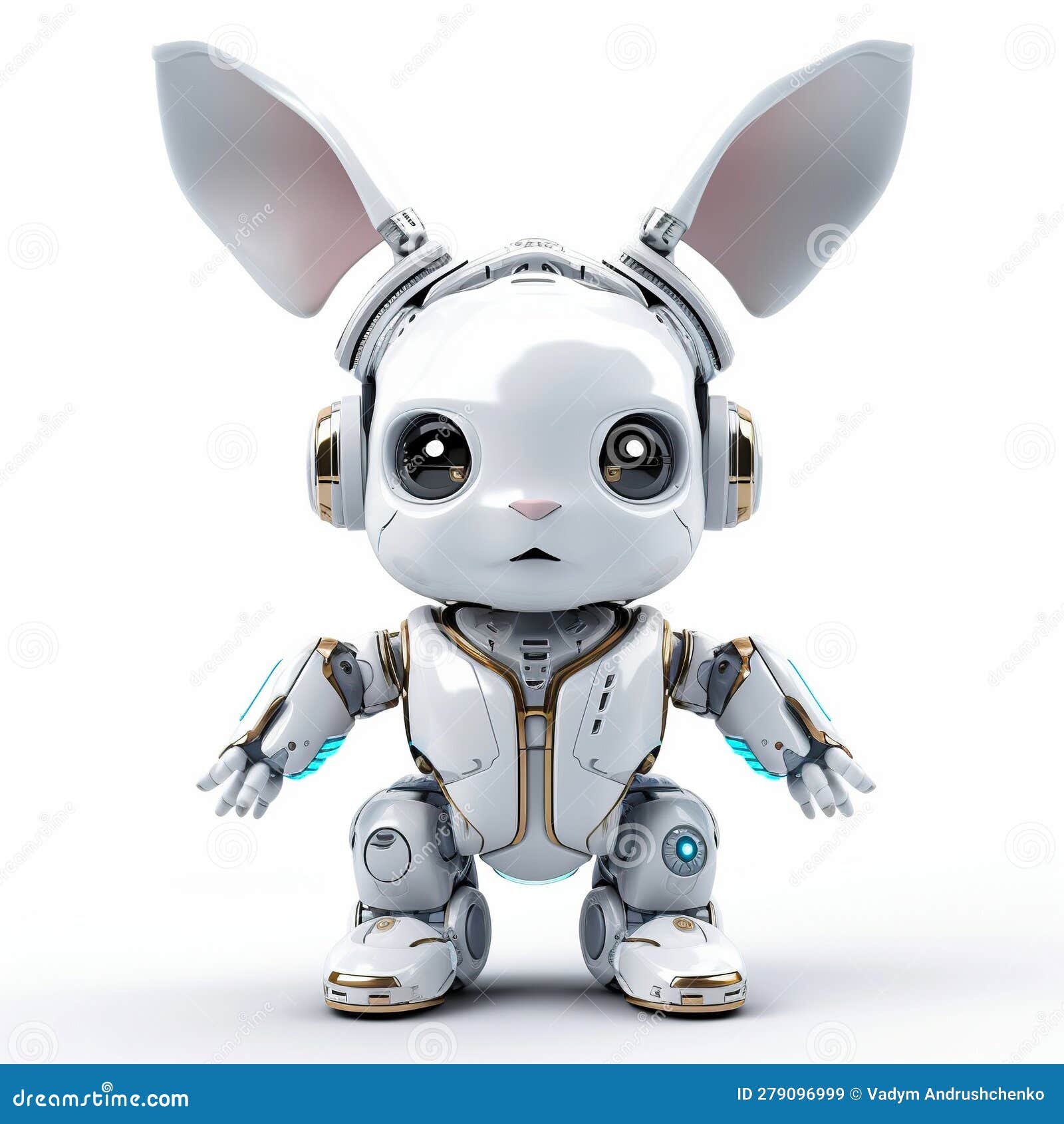 Rabbit or Hare Robot, Robotic Animal Isolated Over White Background ...