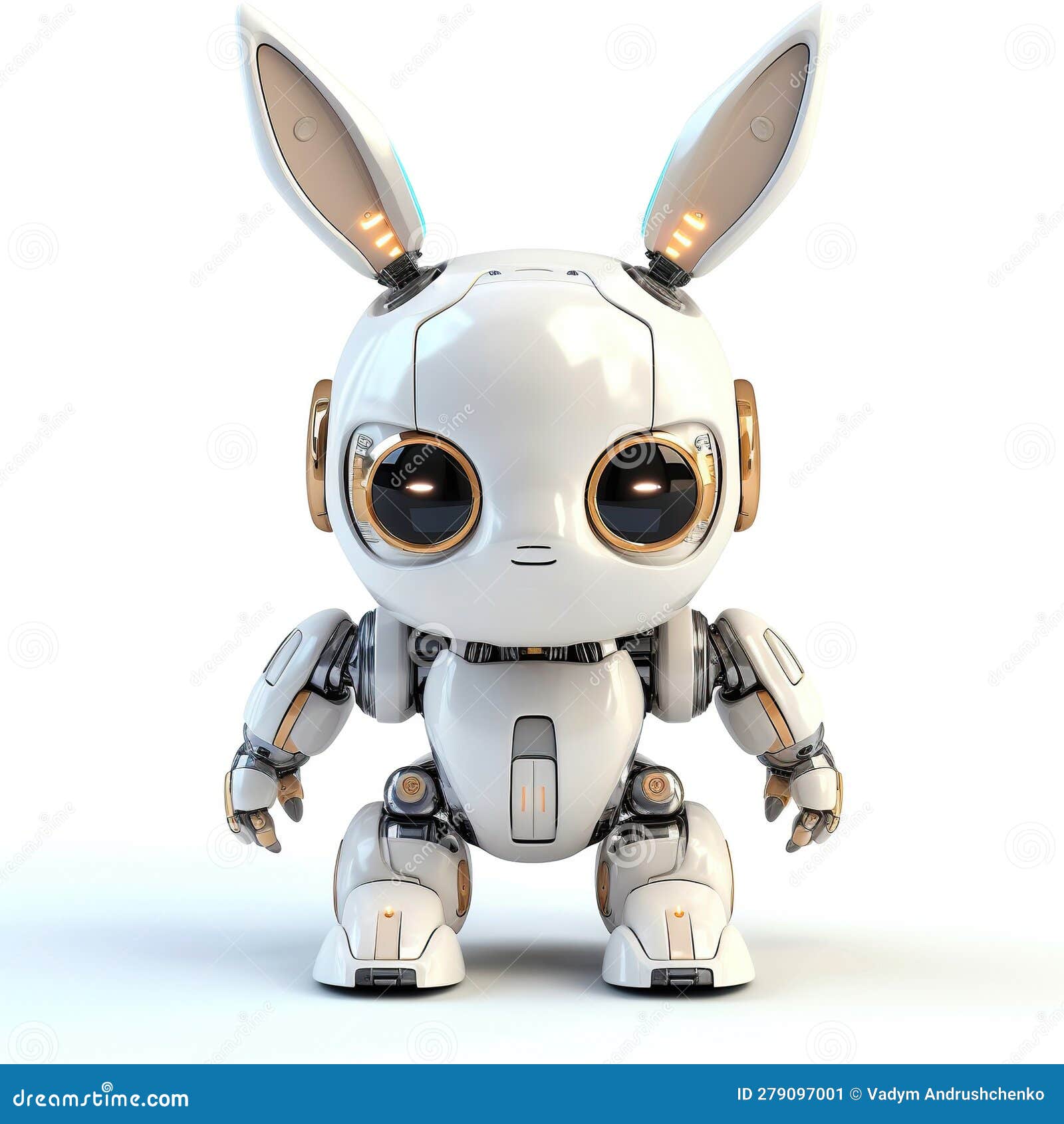 Rabbit or Hare Robot, Robotic Animal Isolated Over White Background ...
