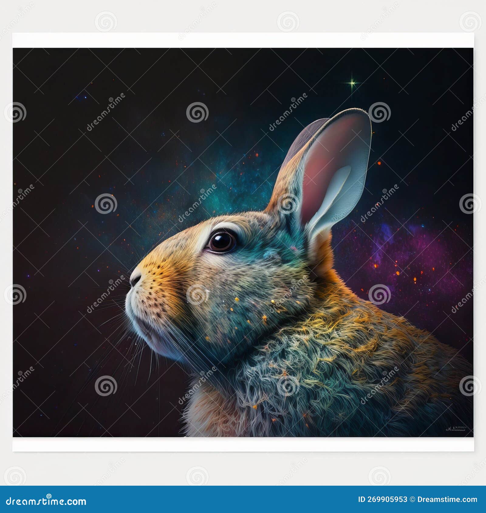 The Rabbit Has a Black Background. Stock Illustration - Illustration of ...