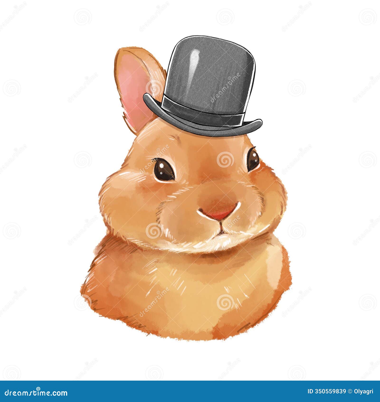Rabbit in Hat. Cute Illustration with Bunny. Stock Image - Image of ...
