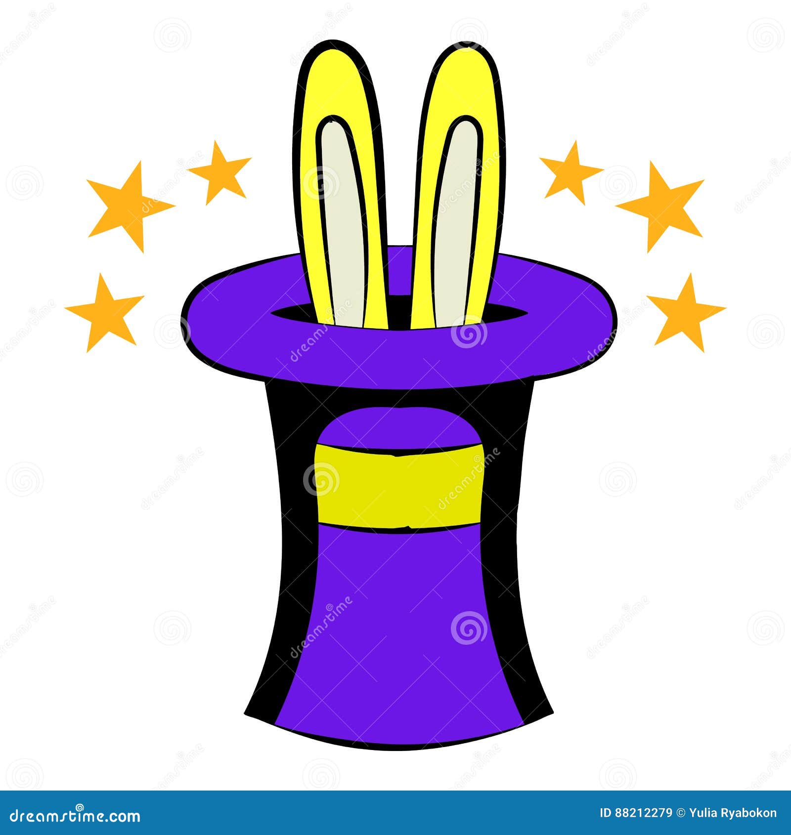 Rabbit in the Hat Icon Cartoon Stock Vector - Illustration of magician ...