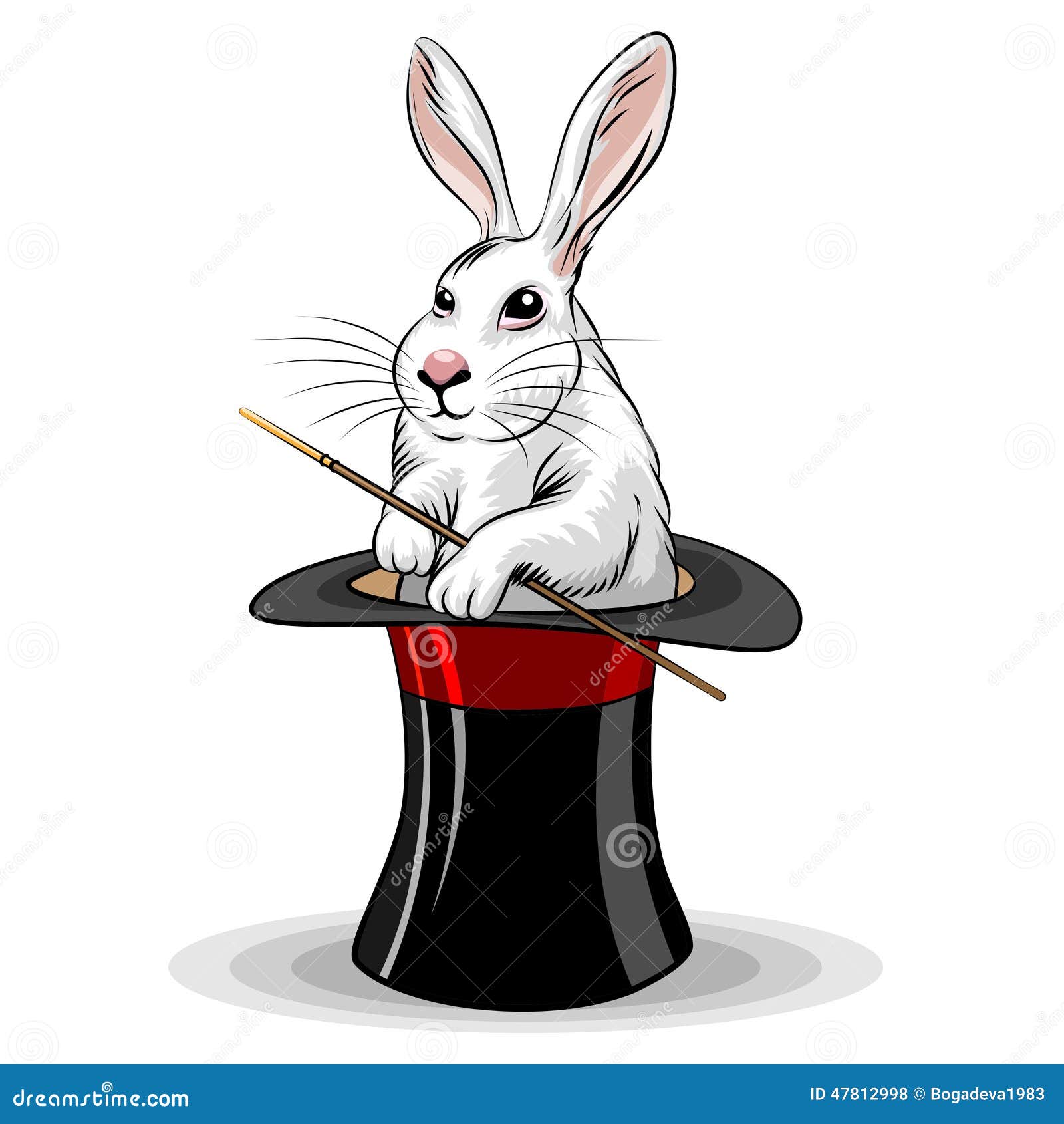 Rabbit in a hat stock vector. Illustration of lights - 47812998