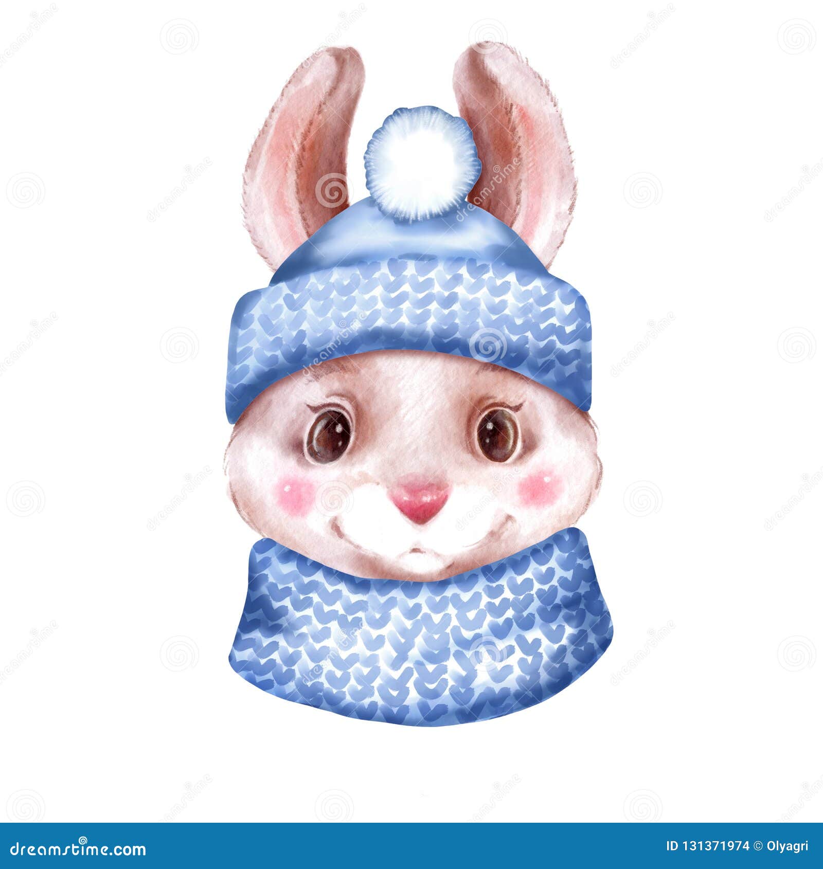 Rabbit with hat and scarf stock illustration. Illustration of drawing ...