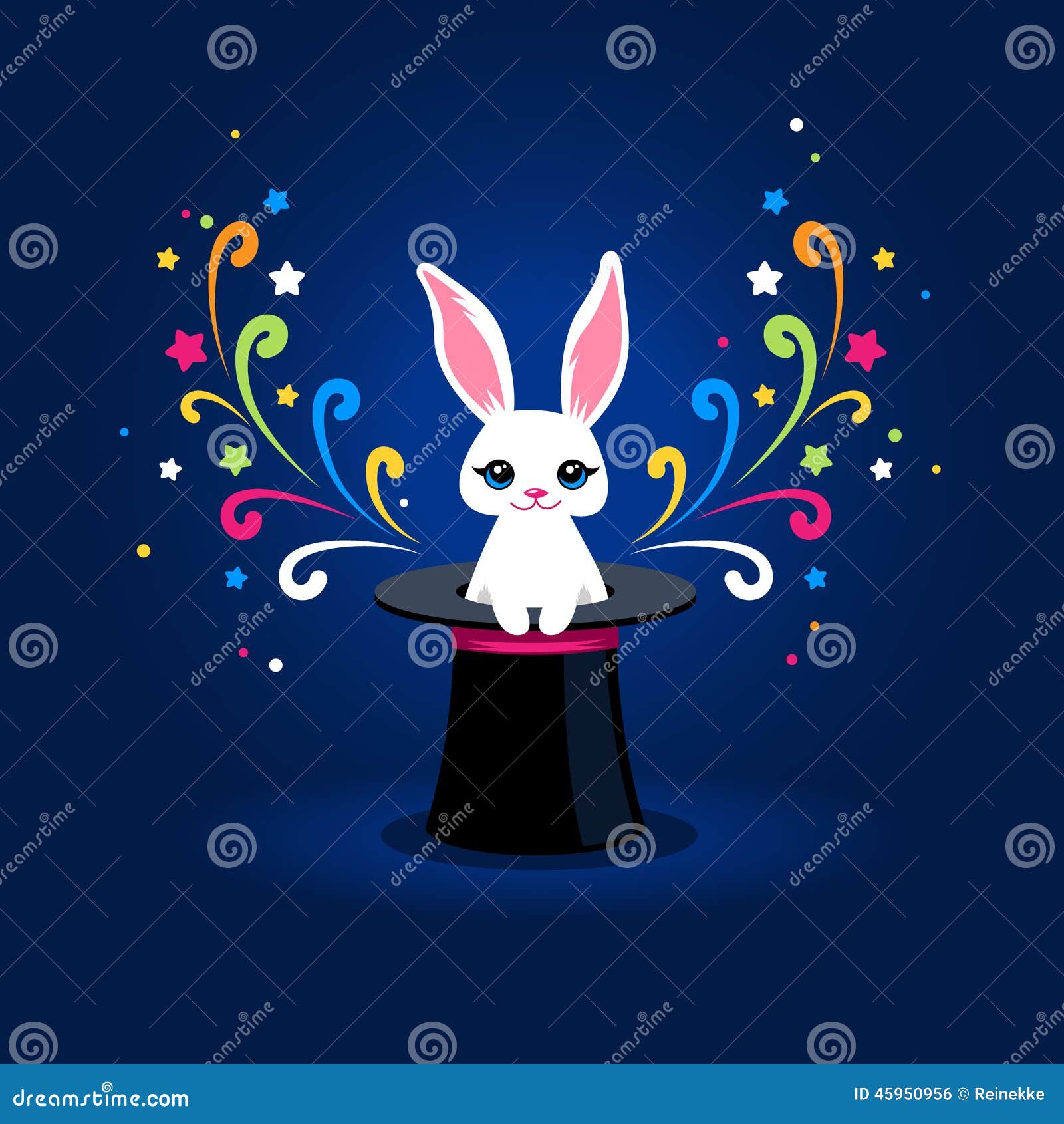 Rabbit in hat stock vector. Illustration of star, conjurer - 45950956