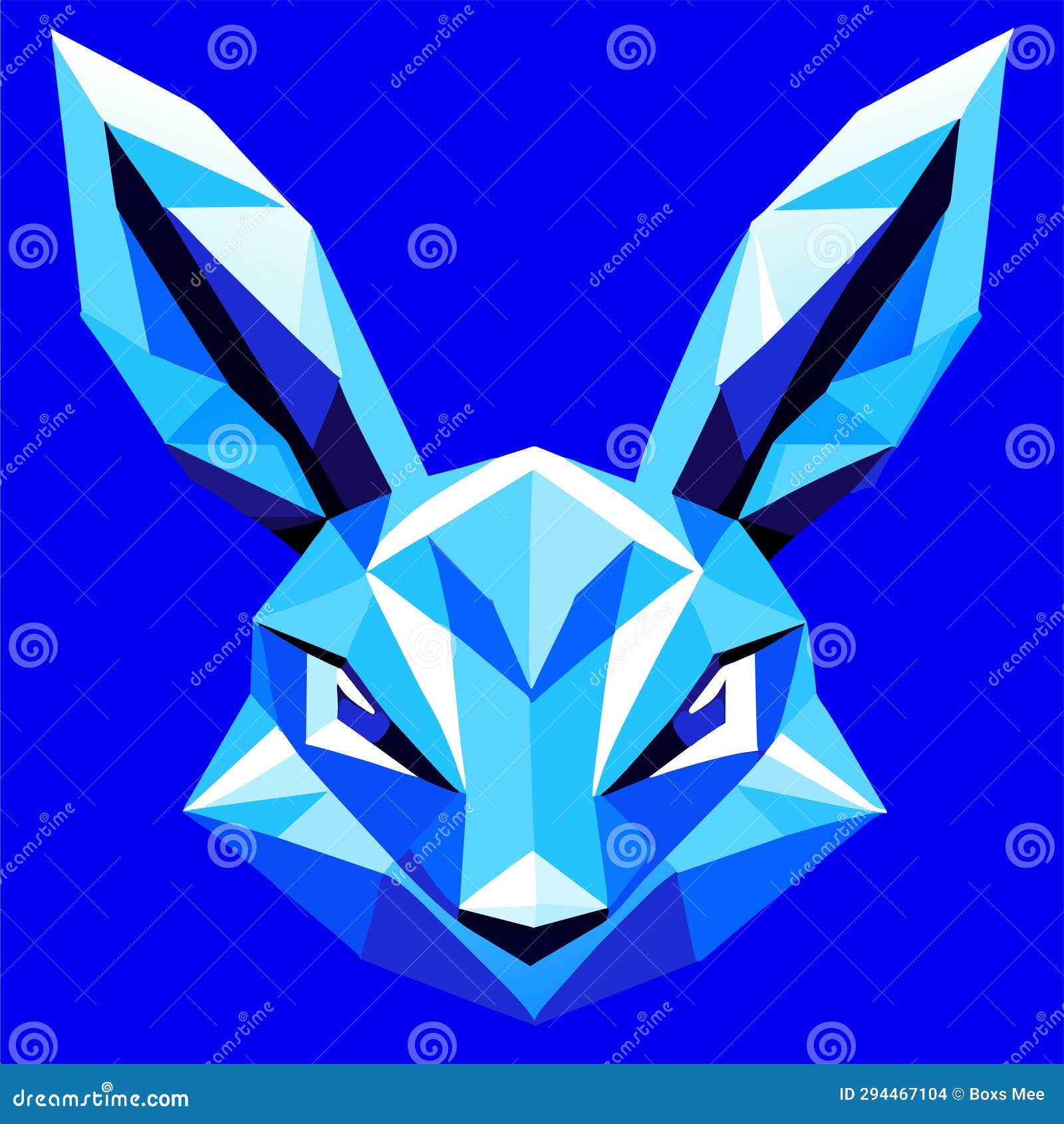 Rabbit Head on a Blue Background. Vector Illustration of a Rabbit Stock ...