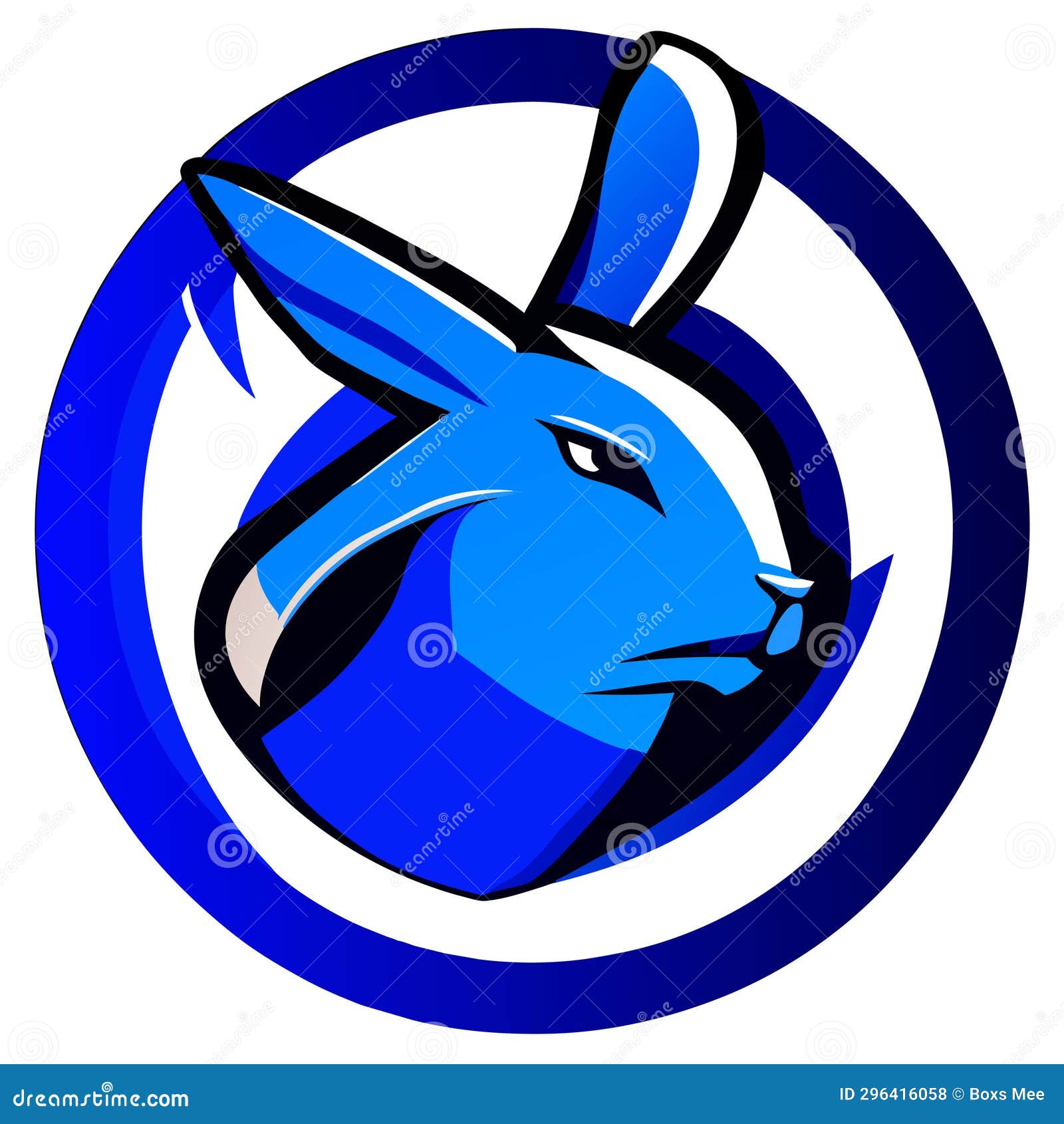 Rabbit Head with Blue Circle on White Background. Vector Illustration ...