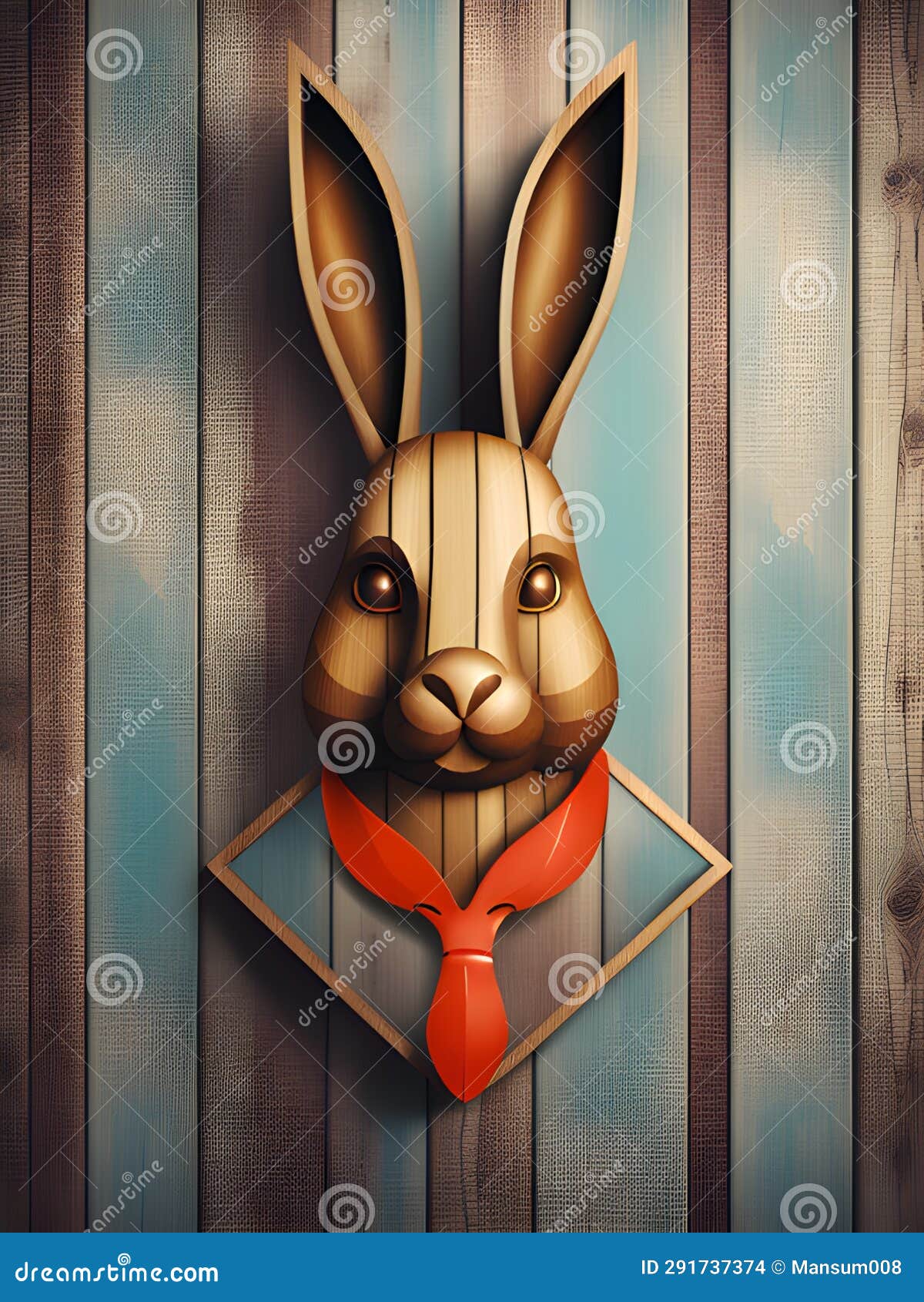 Rabbit Head with a Bow. 3d Realistic Illustration Stock Illustration ...