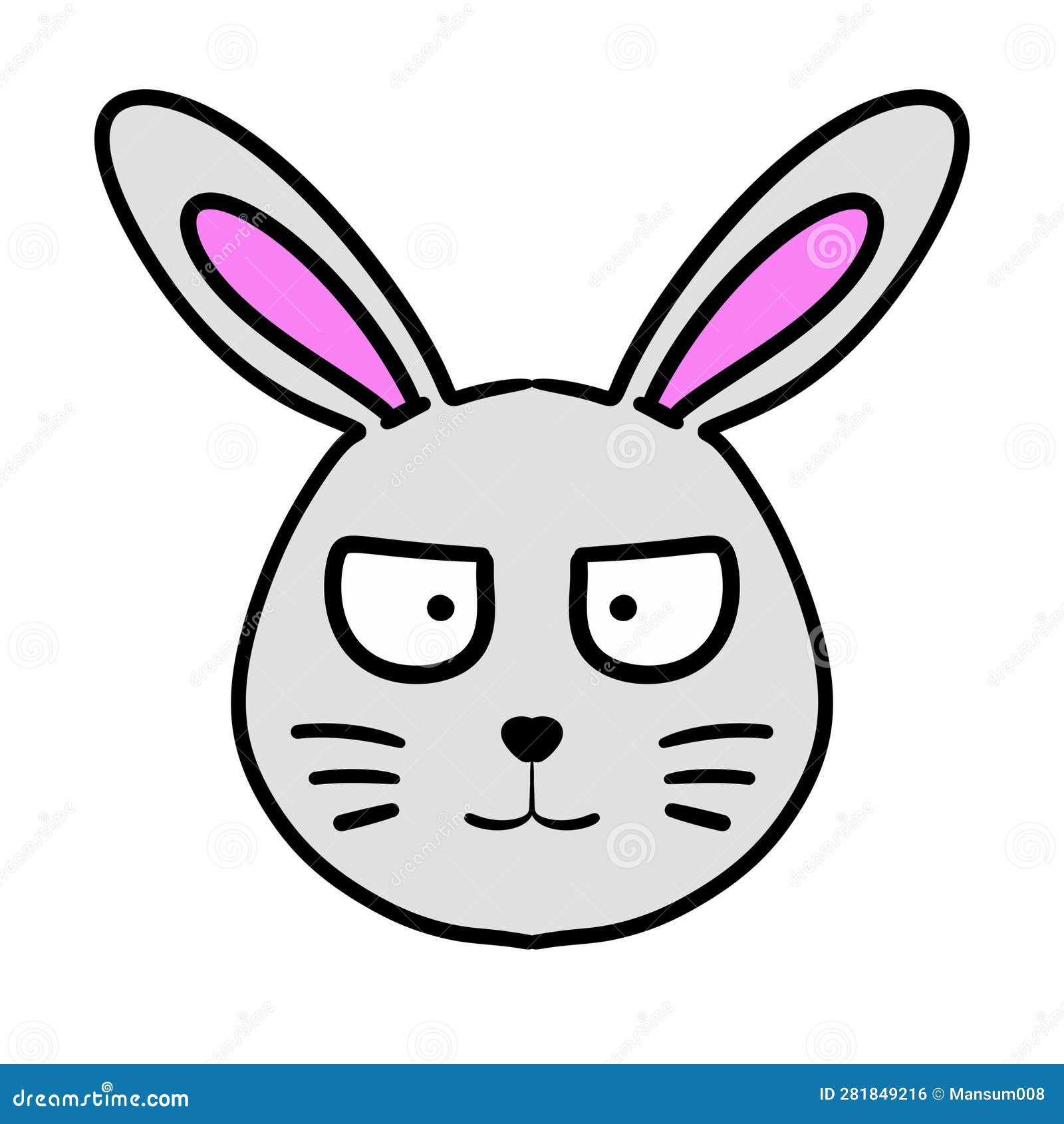 Rabbit Head Cartoon on White Background Stock Illustration ...