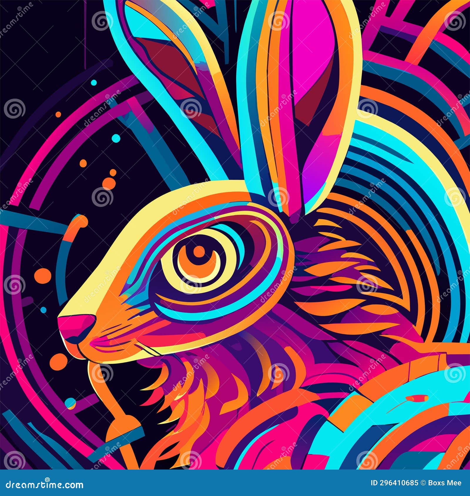 Rabbit Head on Colorful Background. Psychedelic Abstract Vector ...