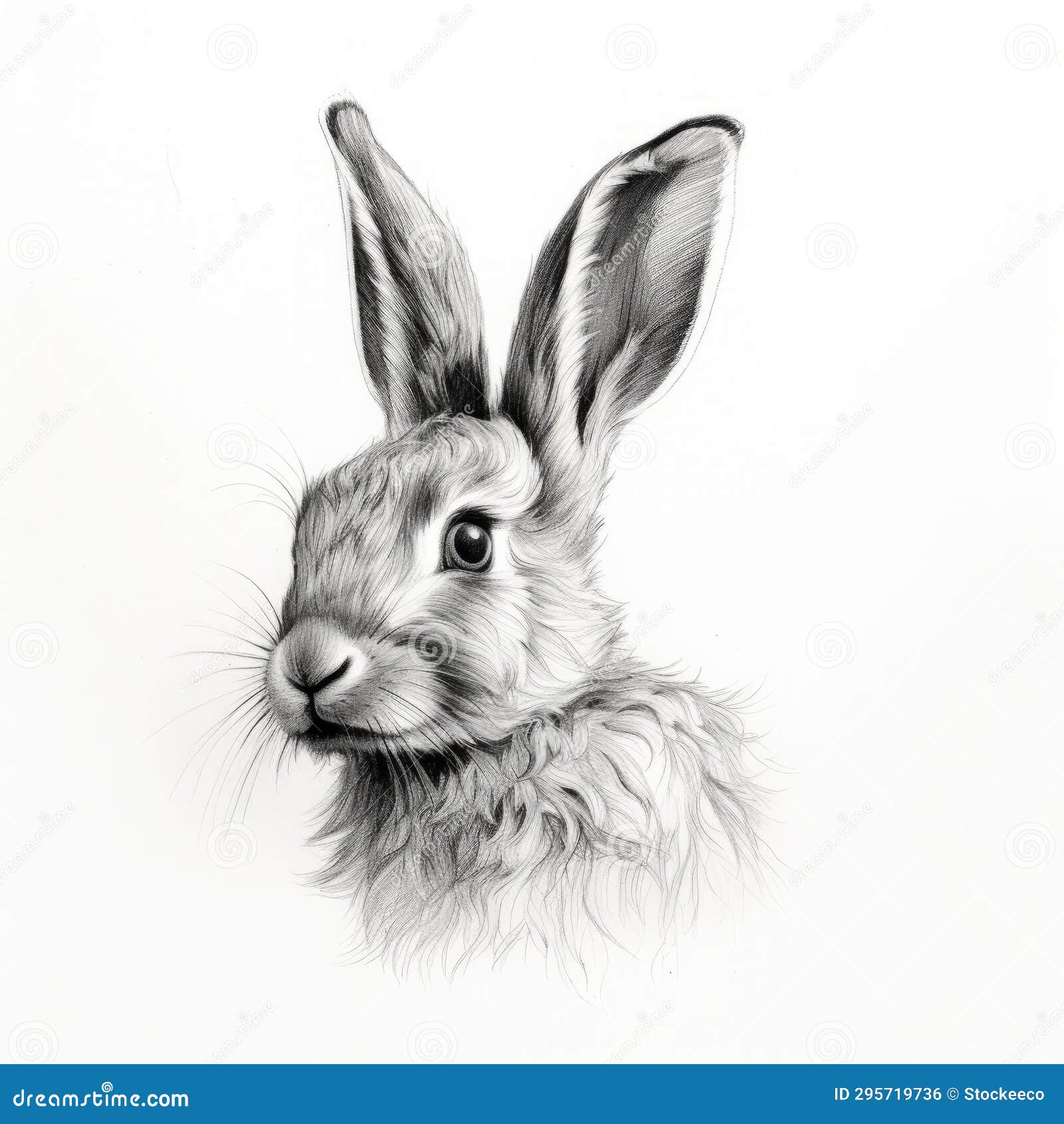 Detailed Rabbit Pencil Drawing in Digital Illustration Style Stock ...