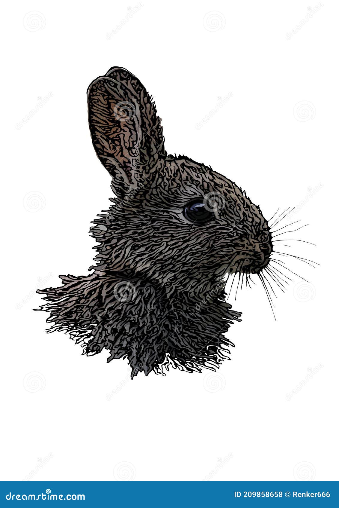 Rabbit Head Illustration on White Background Stock Vector ...