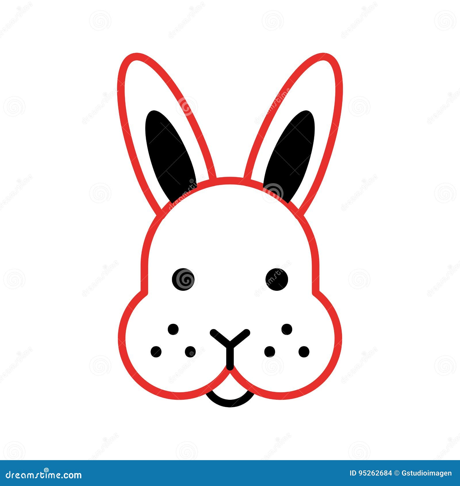 Rabbit head isolated icon stock vector. Illustration of isolated - 95262684