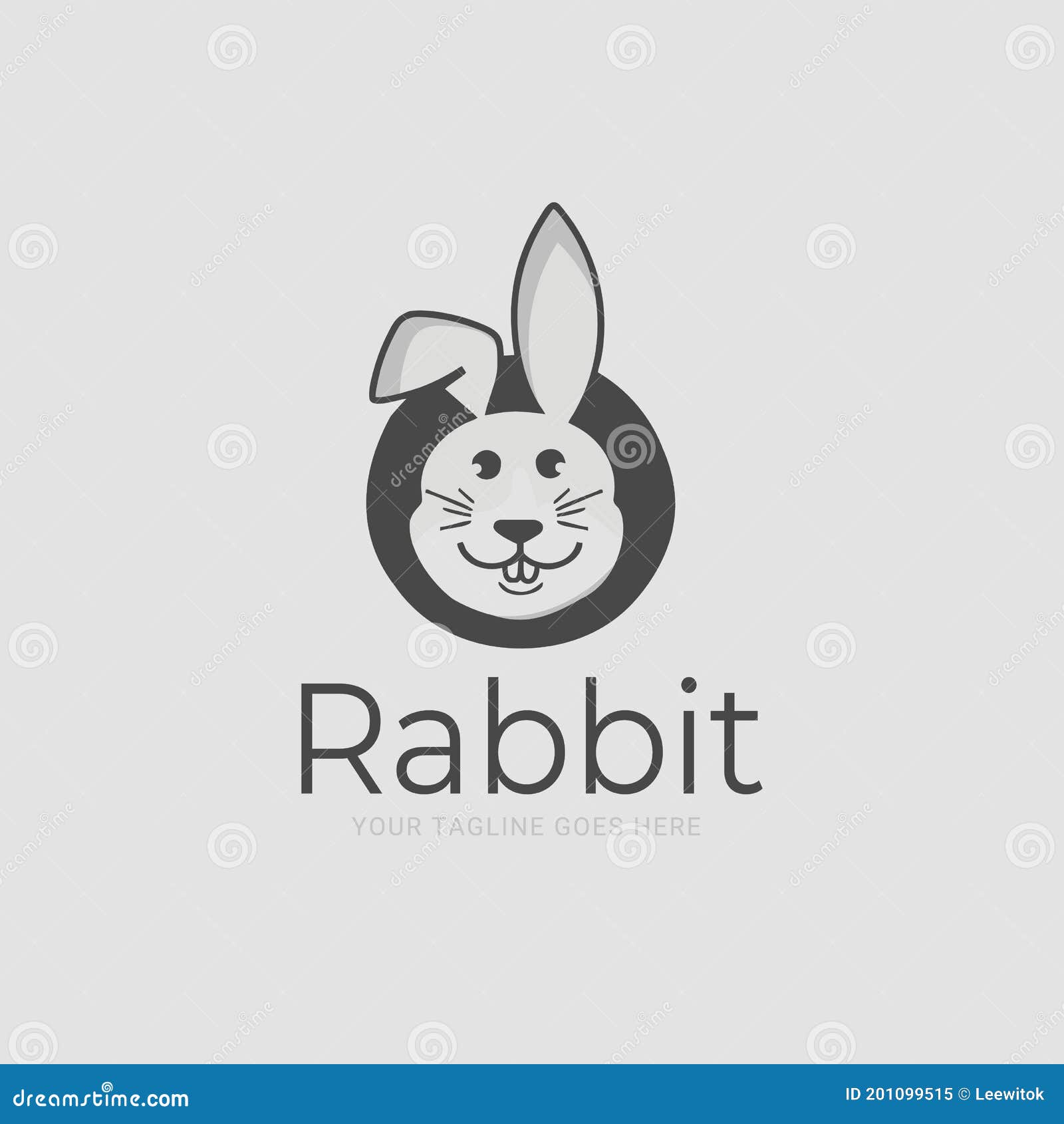 Rabbit Head Logo Cute Cartoon Bunny Vector Illustration Stock Vector ...