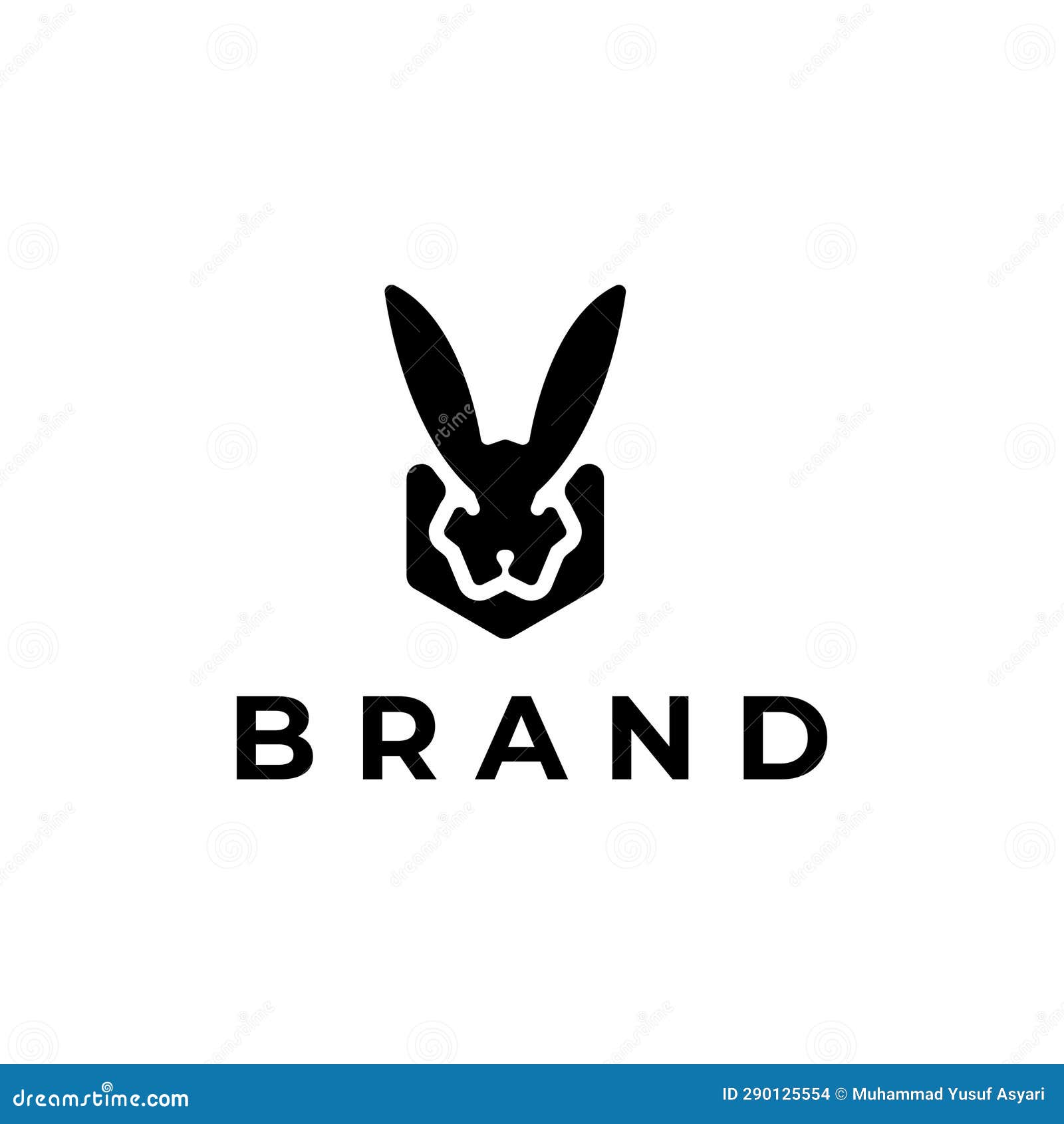 Rabbit Head Logo Template Combined with a Hexagon Shape Stock Vector ...