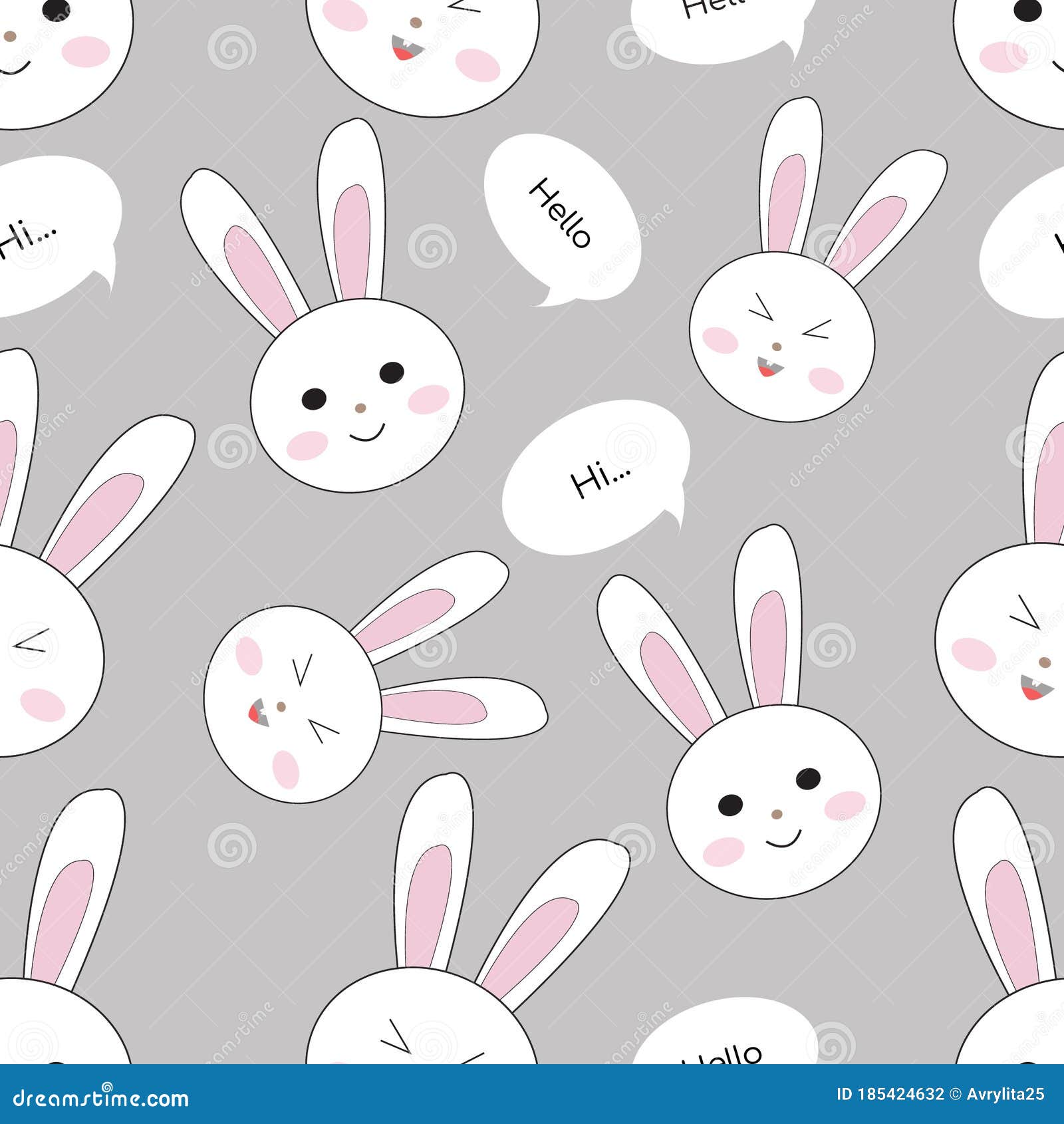 Vector of Rabbit Head Seamless Pattern Background Stock Vector ...
