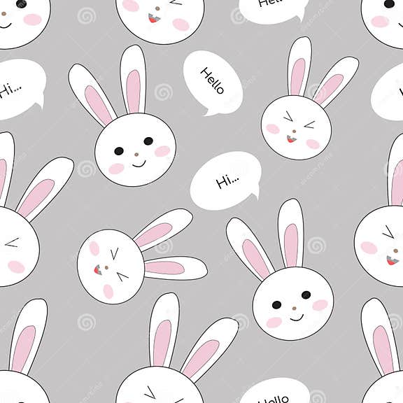 Vector of Rabbit Head Seamless Pattern Background Stock Vector ...