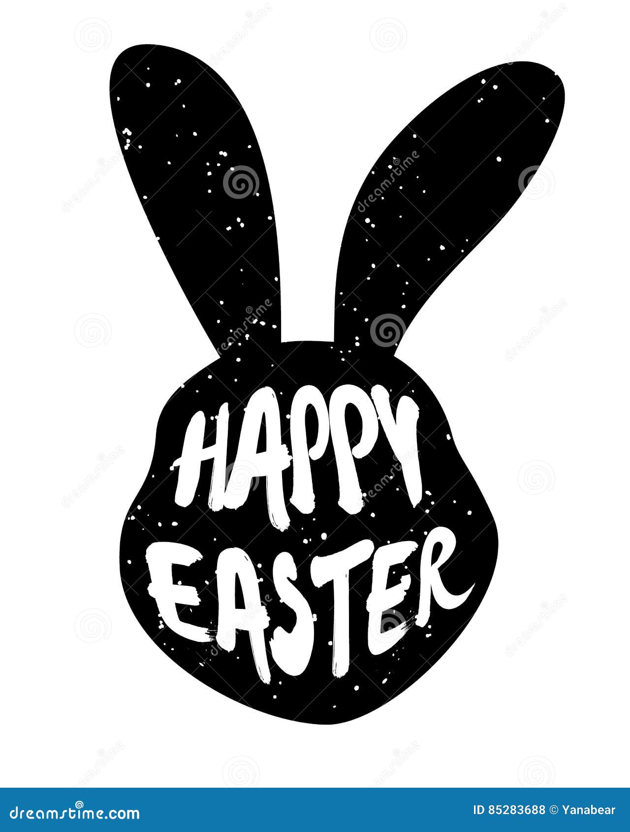Rabbit Head Silhouette with Inscription Happy Easter. Stock Vector ...