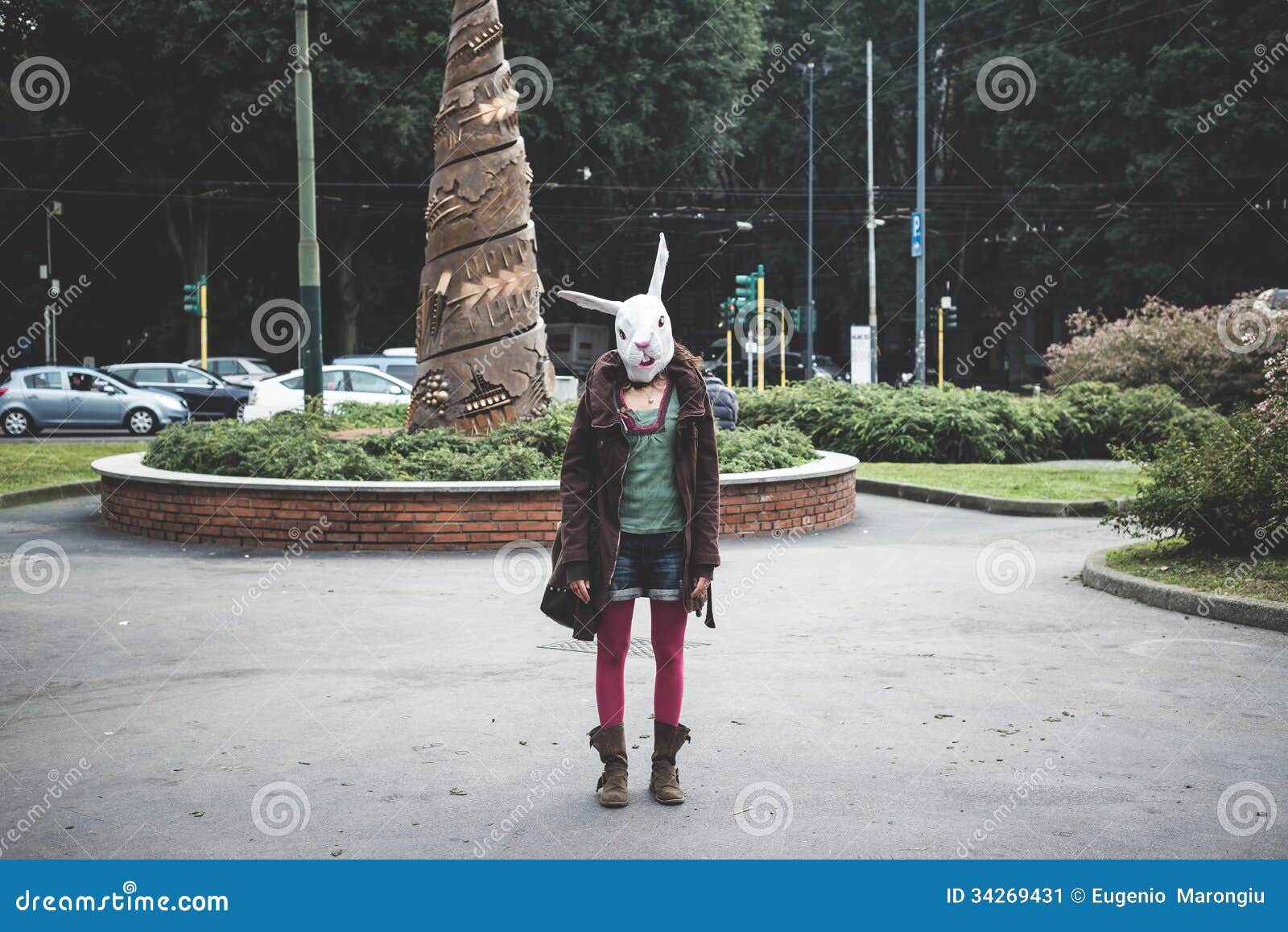 Rabbit head woman stock image. Image of weird, mask, outdoor - 34269431