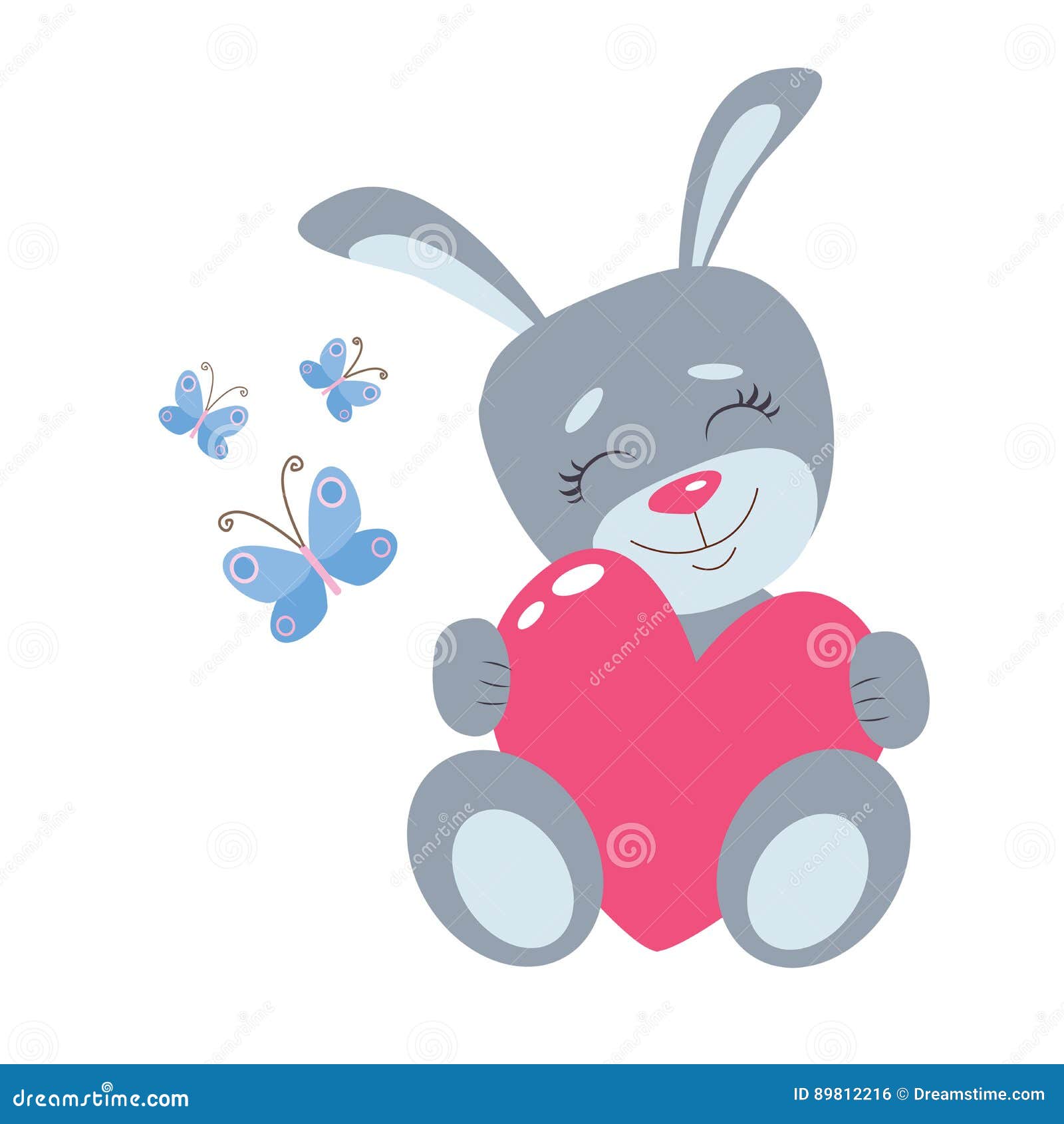 Rabbit with Heart Vector Illustration. Cartoon Style Bunny Stock Vector ...