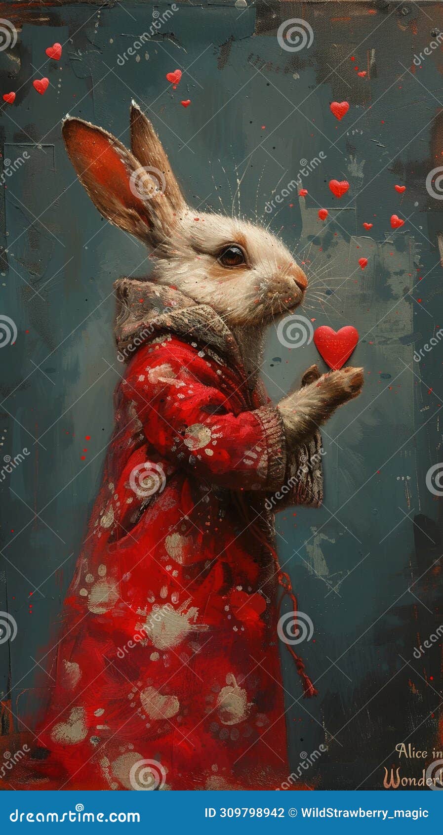 Rabbit with a Heart in a Whimsical Artwork., AI Generated Stock ...