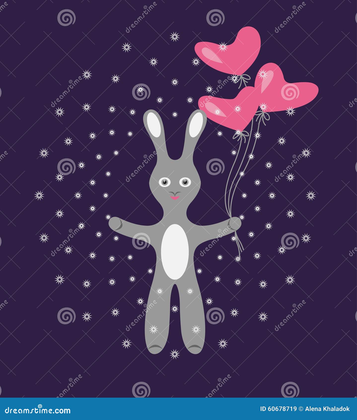 Rabbit with hearts. stock vector. Illustration of abstract - 60678719