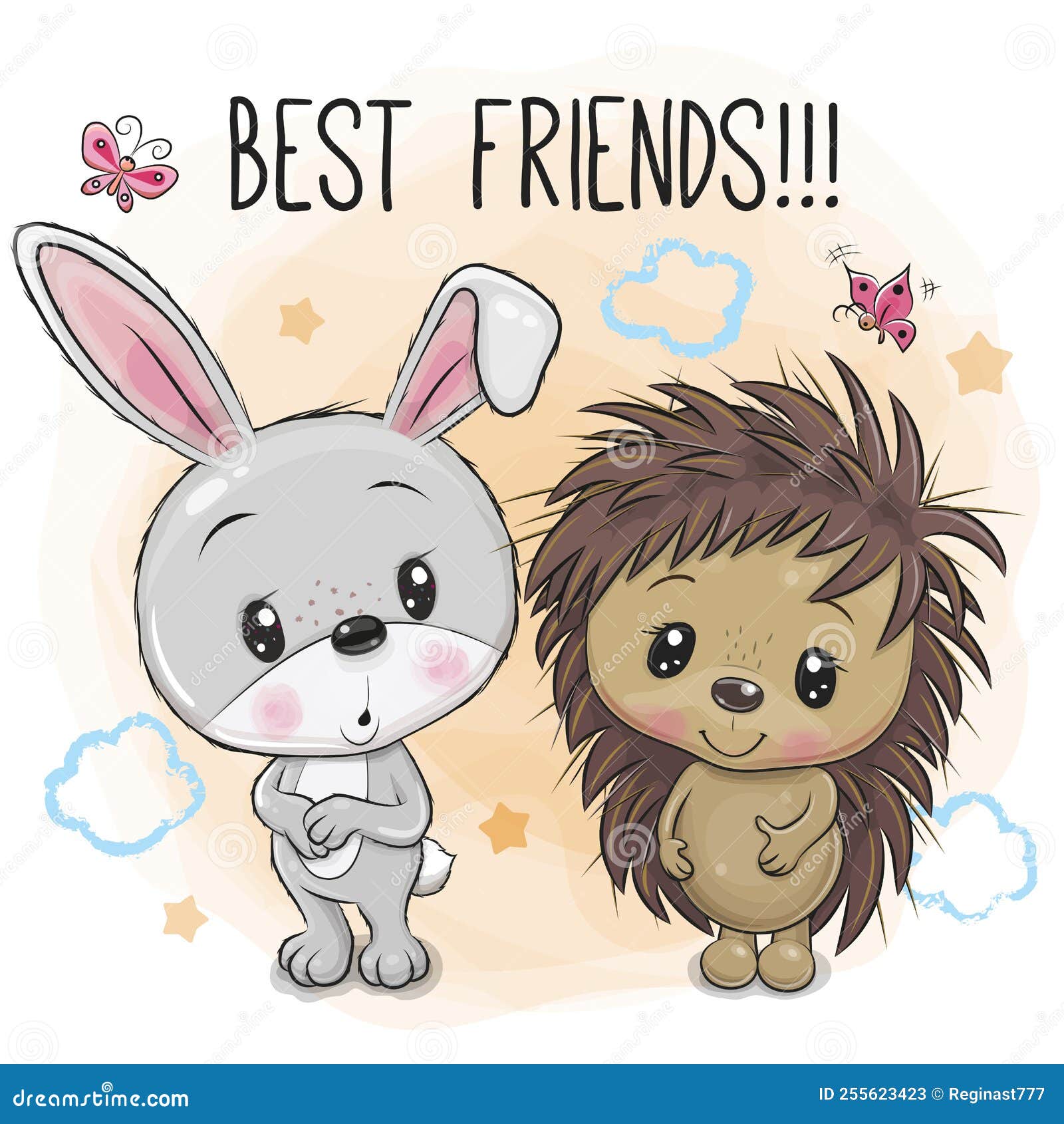 Rabbit and Hedgehog on Orange Background Stock Vector - Illustration of ...