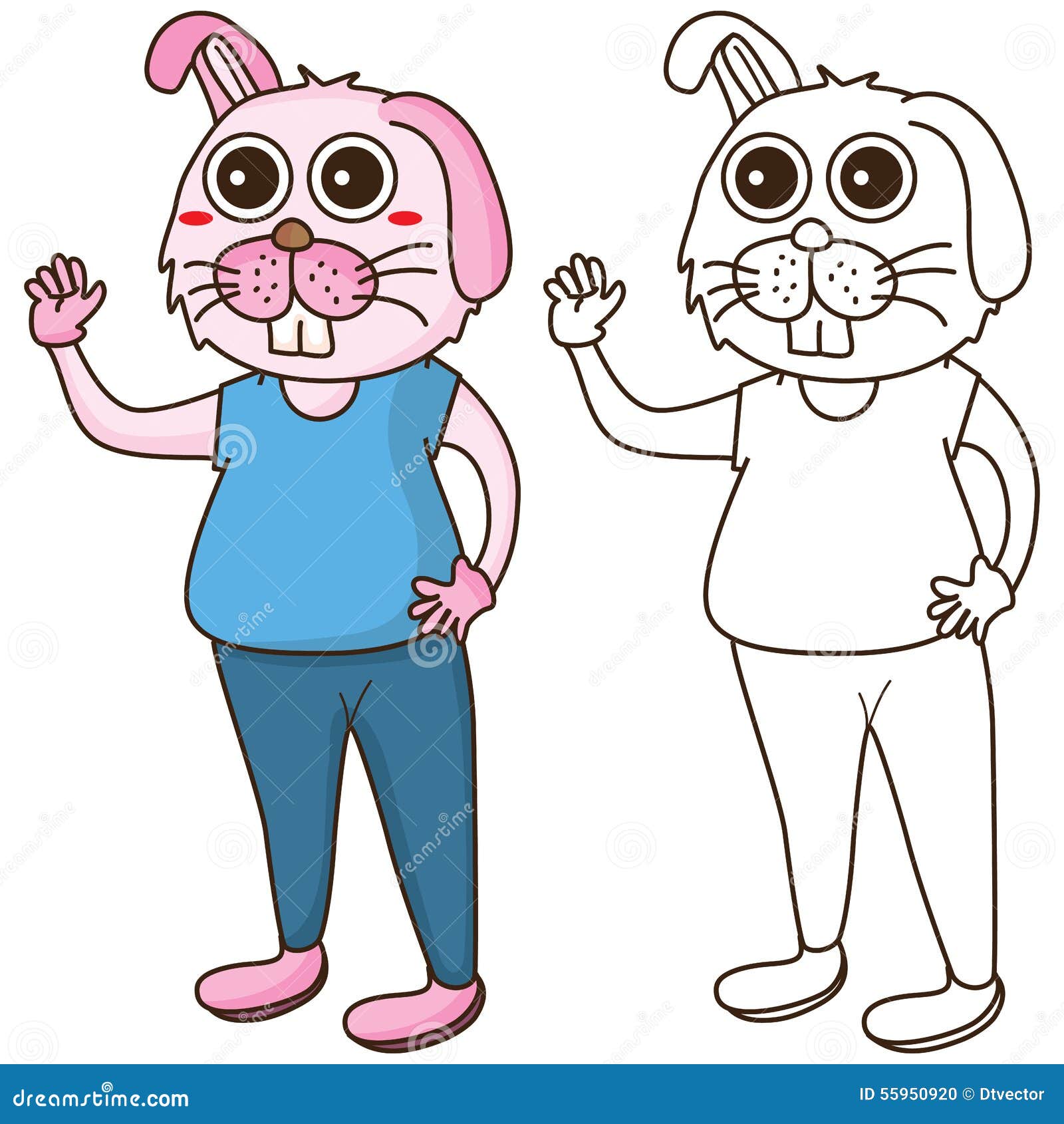 Rabbit Hello Coloring Vector Illustration | CartoonDealer.com #55950920