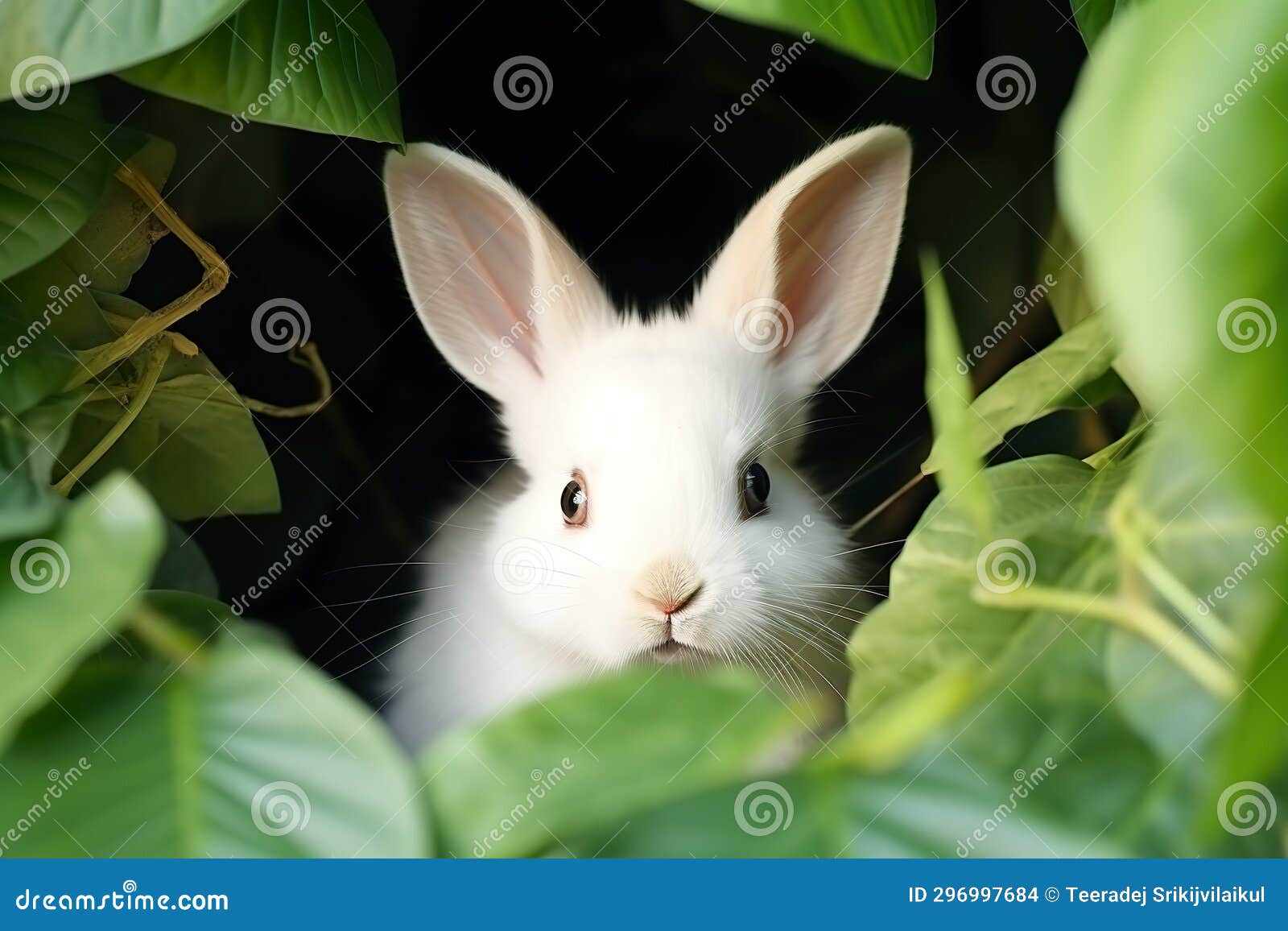 Rabbit Hiding in the Bushes. Generative AI Stock Illustration ...