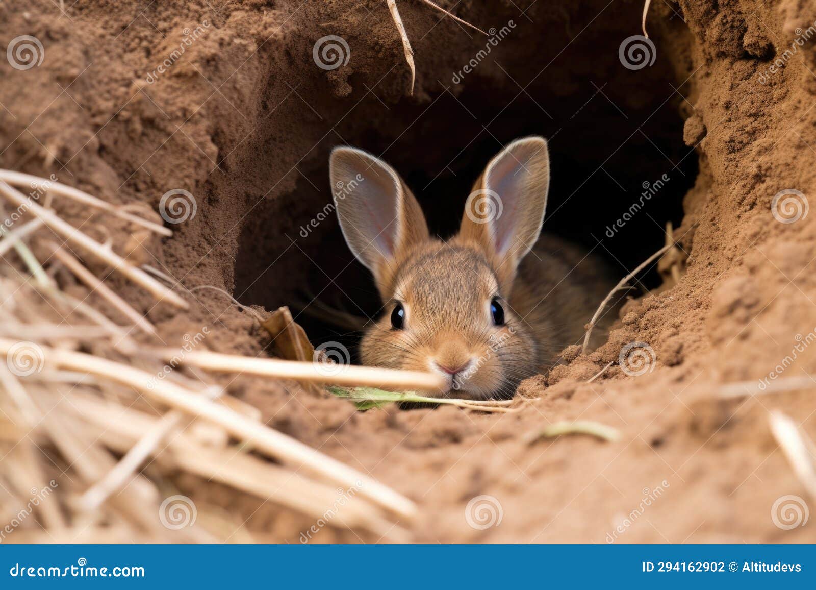 A Rabbit Hiding in Its Burrow with Its Mate Stock Illustration ...