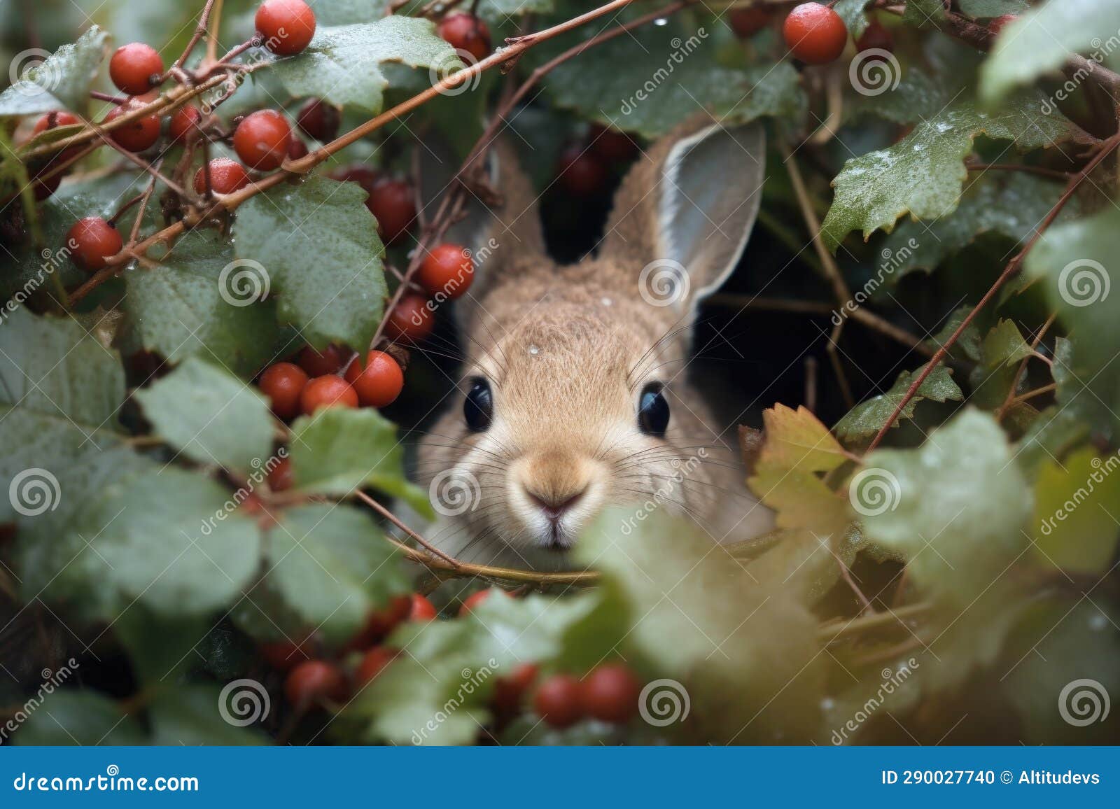 A Rabbit Hiding Under a Bush during a Hailstorm Stock Photo - Image of ...