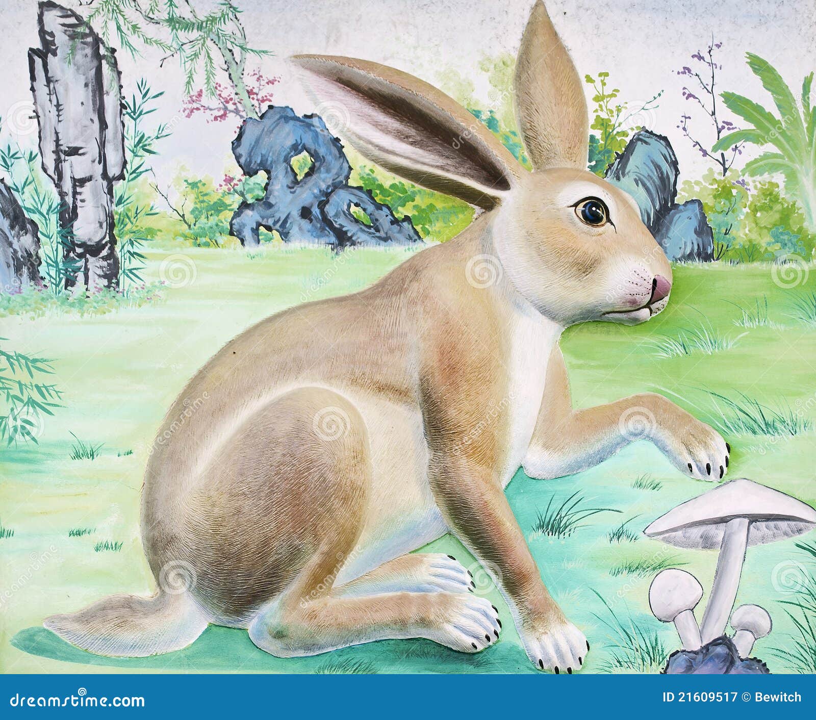 Rabbit High Relief and Wall Painting Stock Image - Image of hare ...