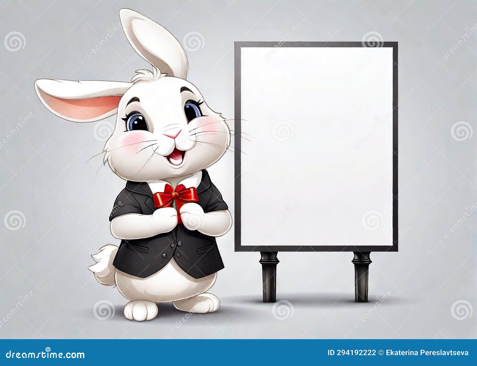 Rabbit Holding a Blank Banner Design for Your Mock Up Text. Stock ...