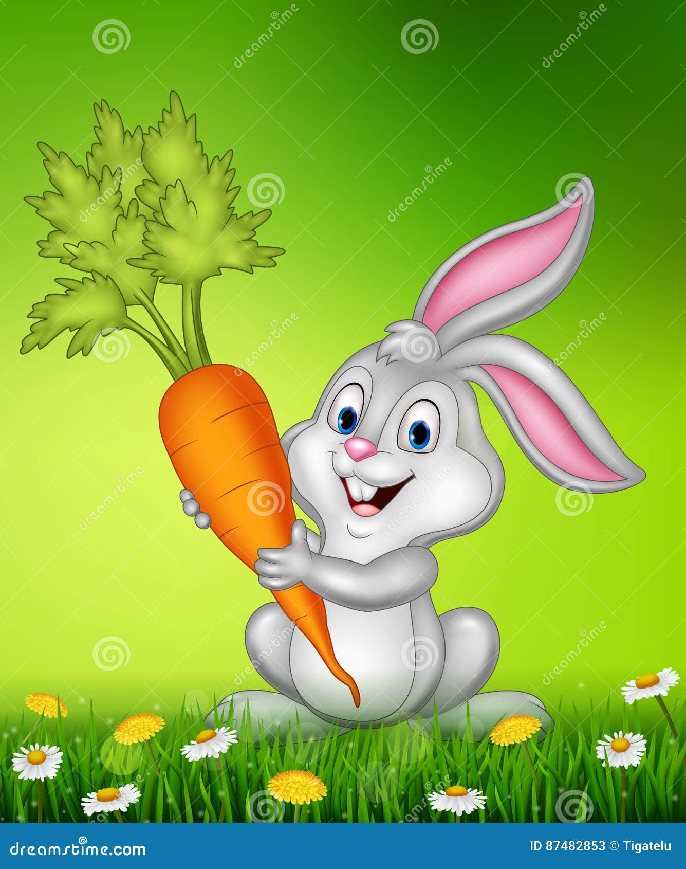 Rabbit holding carrot stock vector. Illustration of adorable - 87482853